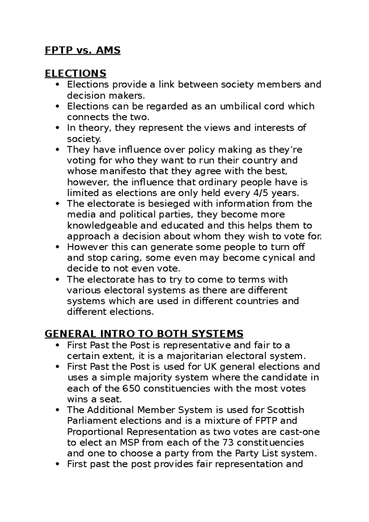 FPTP vs AMS Study - Summary notes of the arguments for First Past the ...