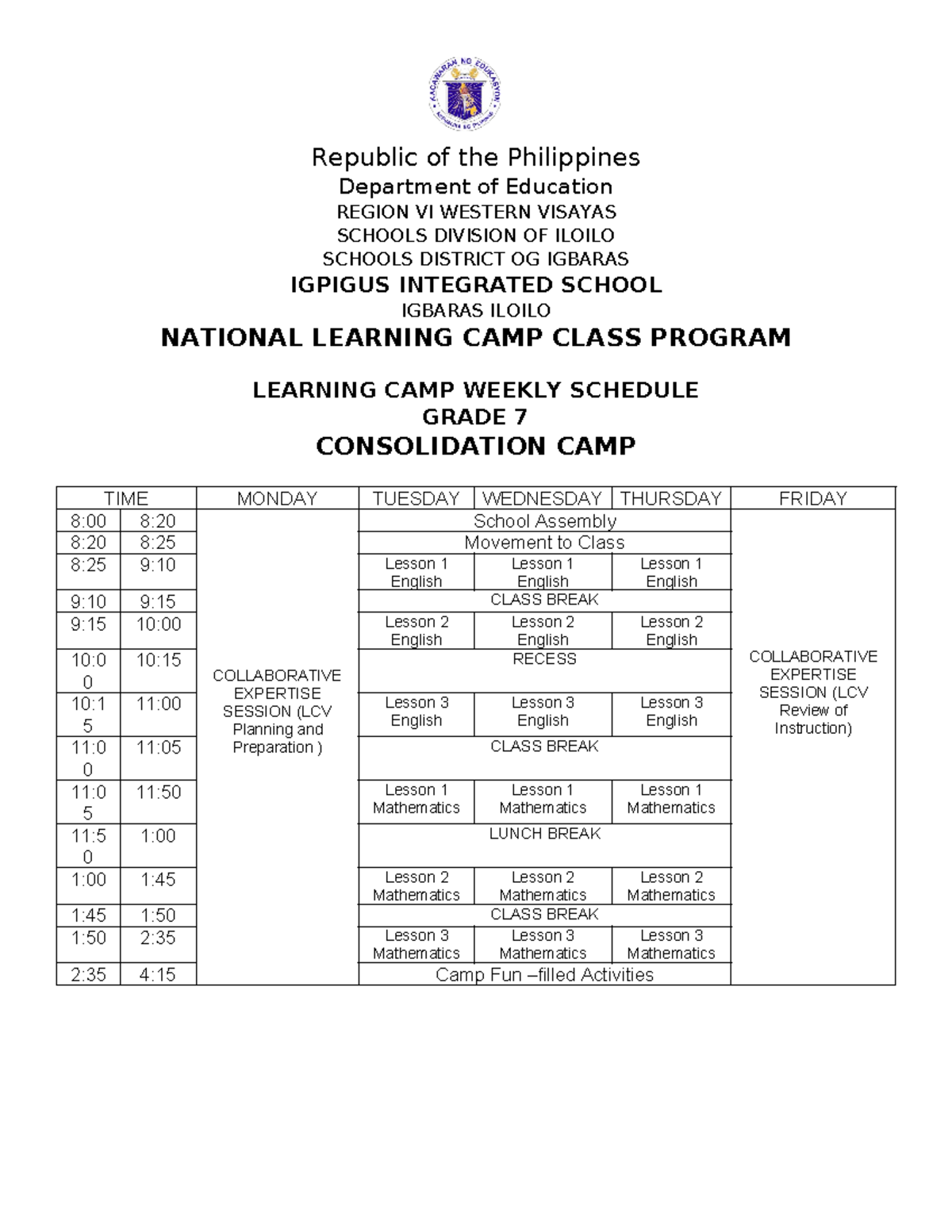 NLC-2024 - Subject Matter - Republic of the Philippines Department of ...