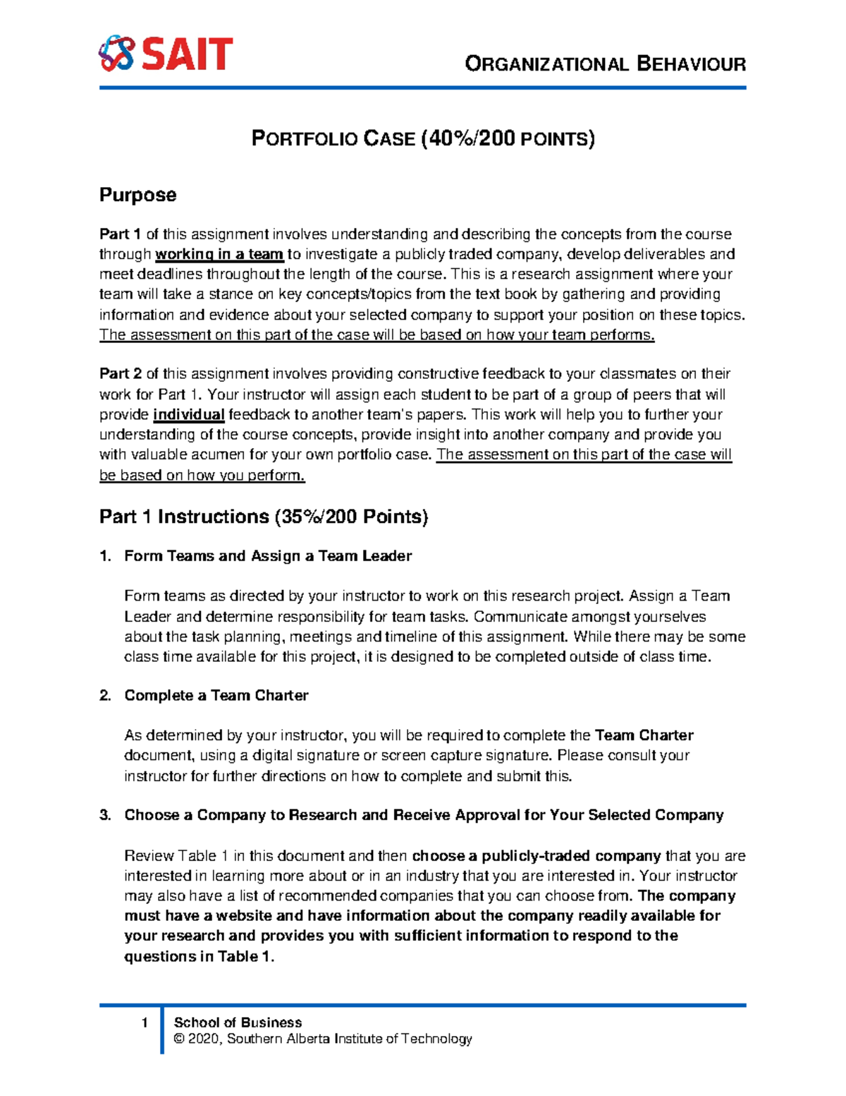 Portfolio Case - case study - 1 School of Business PORTFOLIO CASE (40% ...