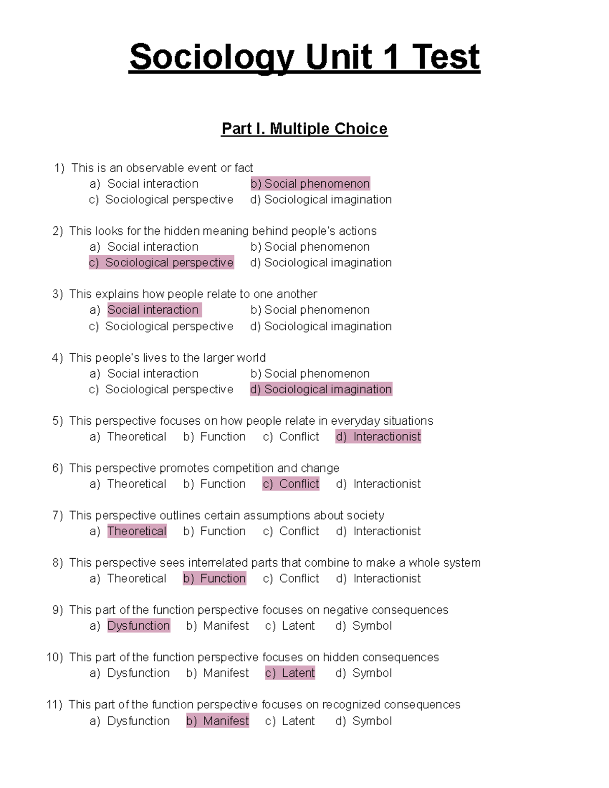 Jehane.Coriolan 104453 - Sociology Unit 1 Test - Sociology Unit 1 Test ...