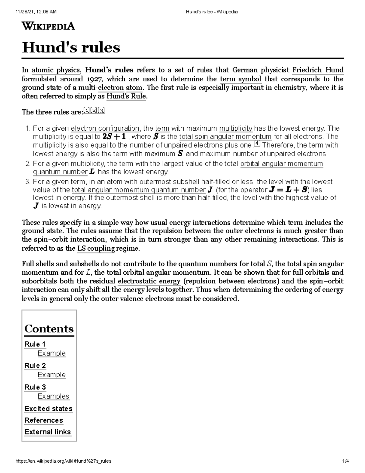 Hund's rules - Wikipedia - Hund's rules In atomic physics, Hund's rules ...