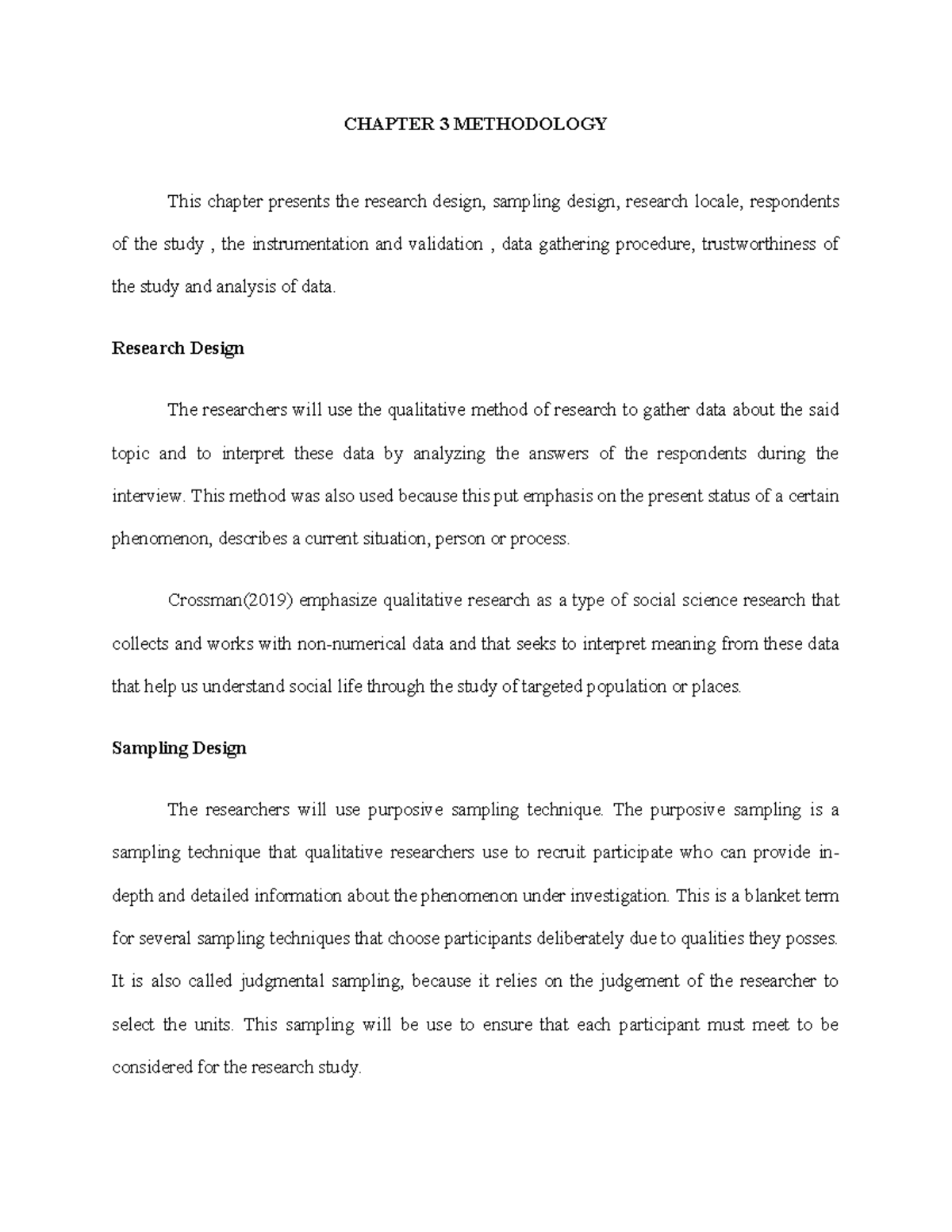 Chapter 3 methodology - research - CHAPTER 3 METHODOLOGY This chapter ...