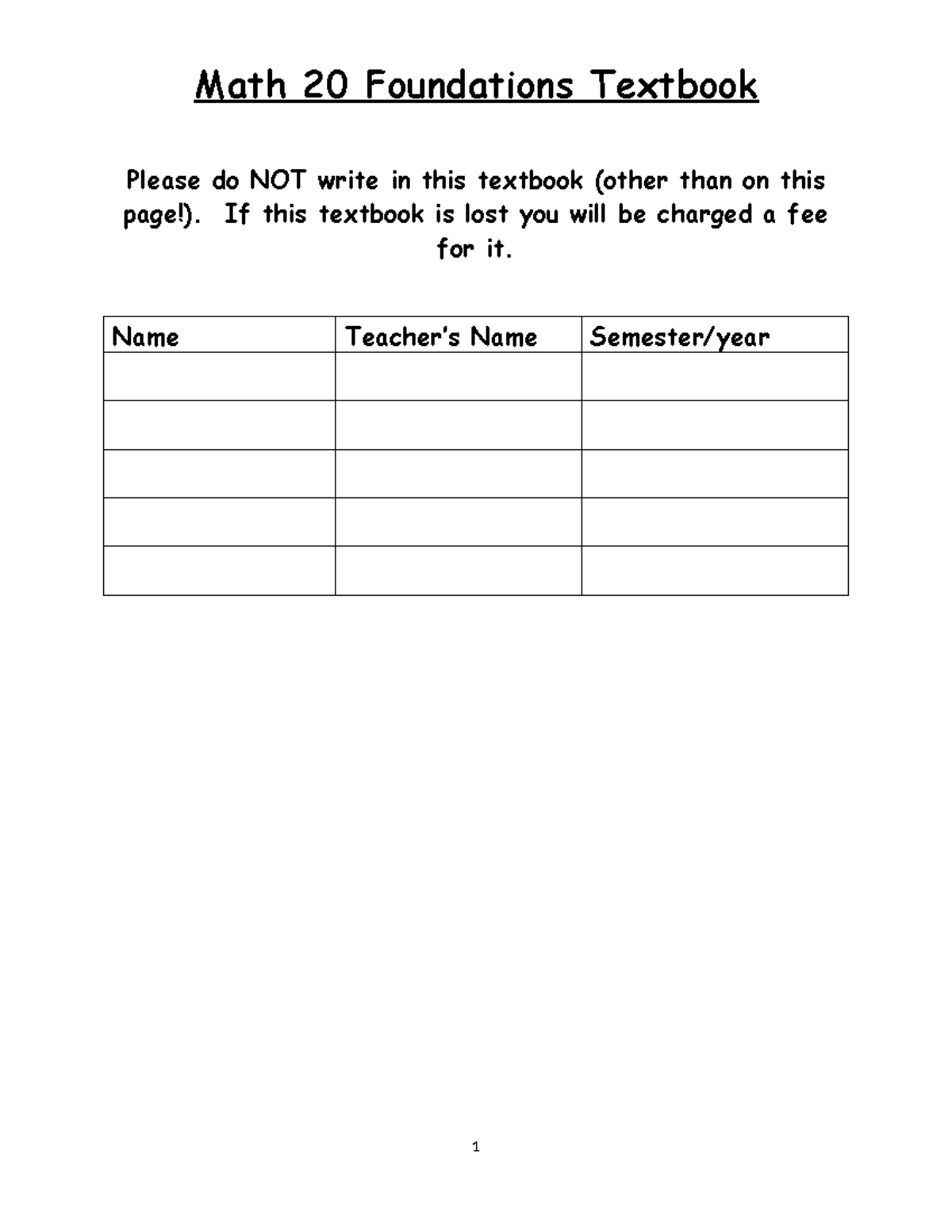 Math 20 Foundations Textbook Updated January 2013 - Math 20 Foundations ...