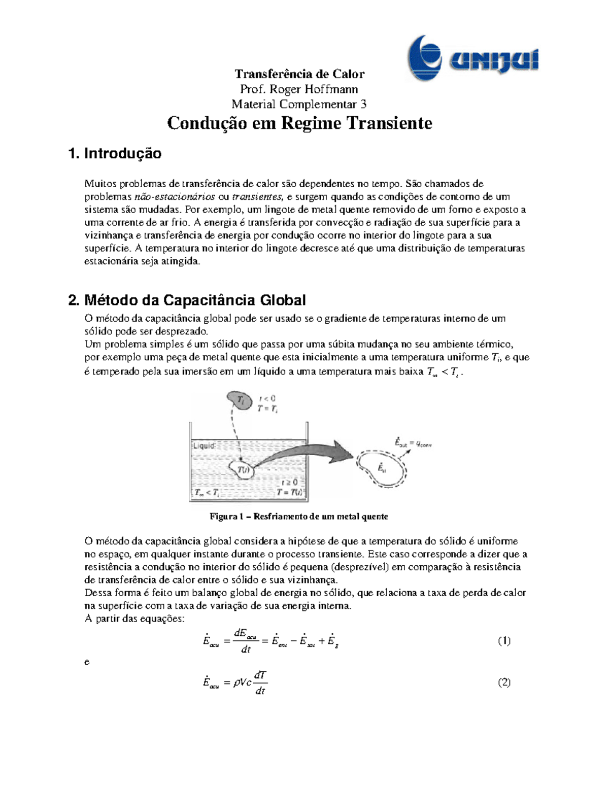 Material complementar 3 - Condução em Regime Transiente - Transferência ...