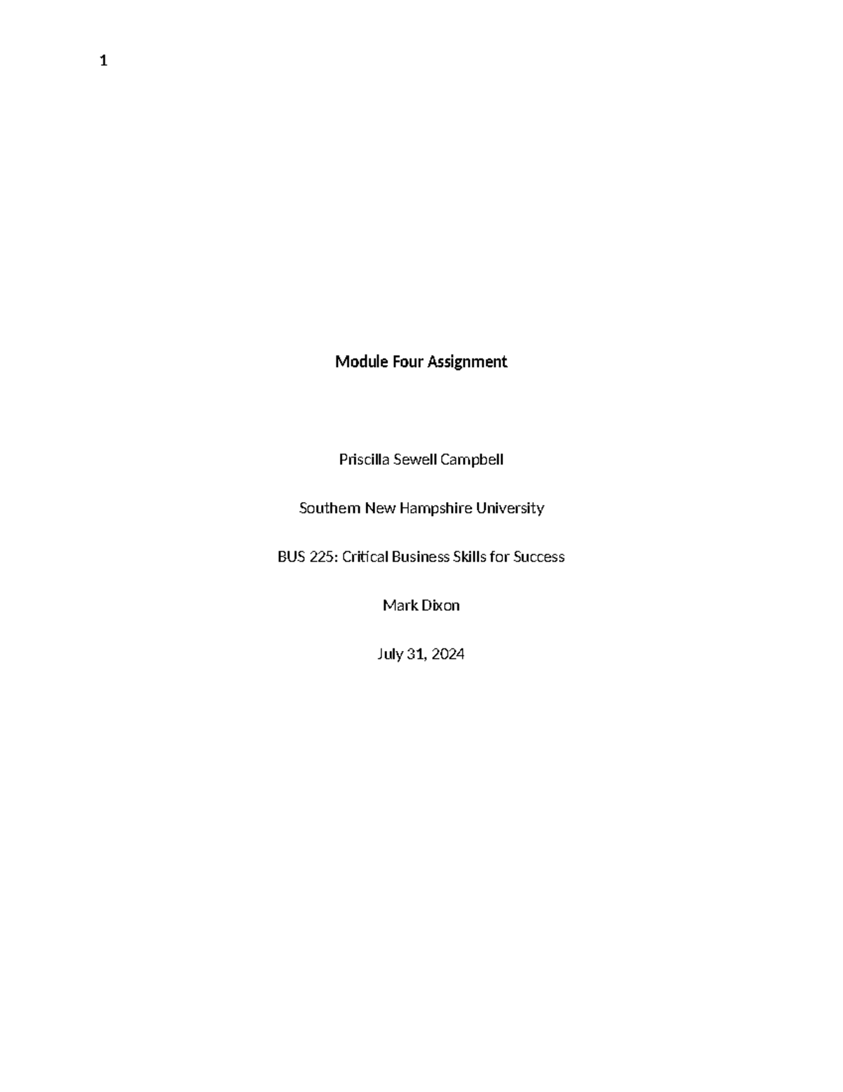 BUS225 Module Four Assignment - Module Four Assignment Priscilla Sewell ...