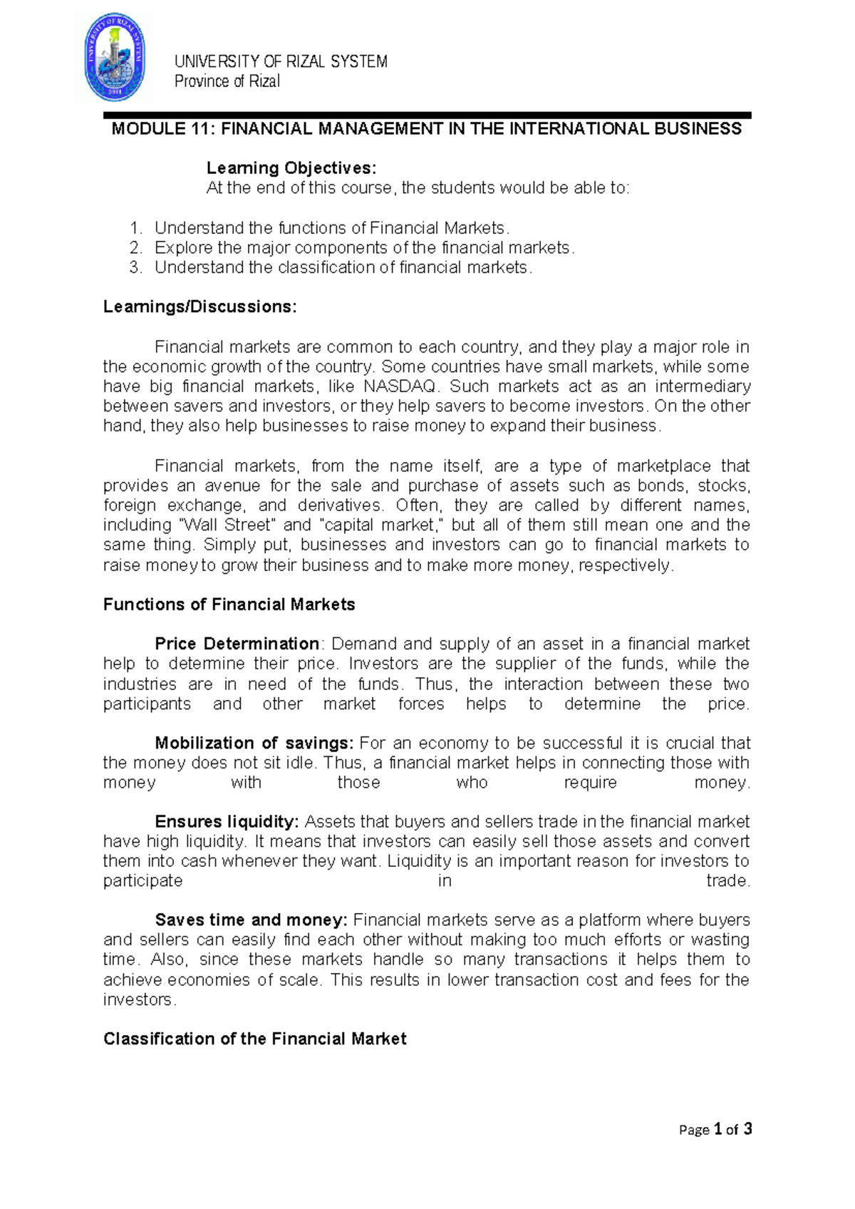 Module-12 - This is the Module#11 entitled Financial Management in the ...