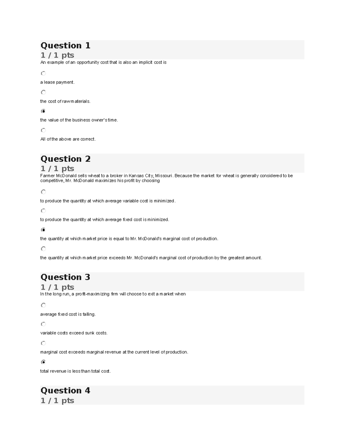 Quiz 4 - Principles of Economics (PE) - Wrap up quiz 4 - Question 1 1 / ...