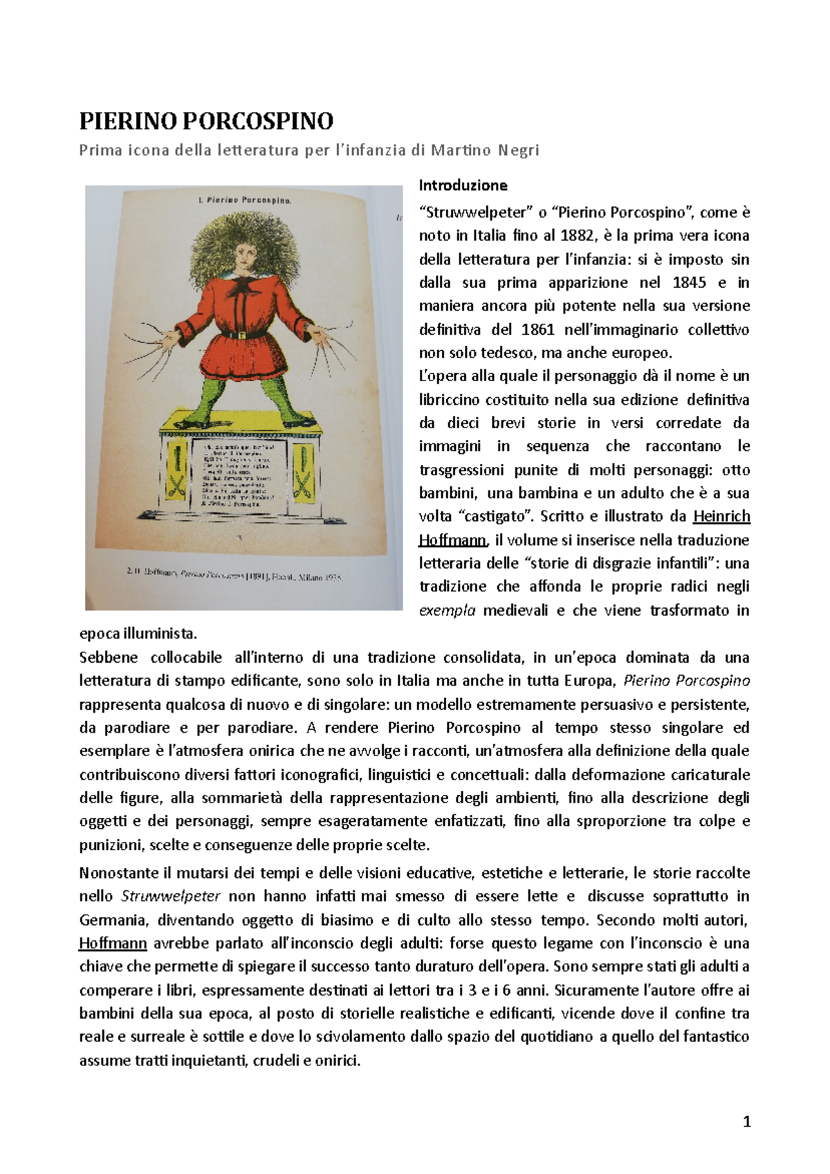 Pierino Porcospino Prima Icona Della Letteratura PER L' Infanzia ...