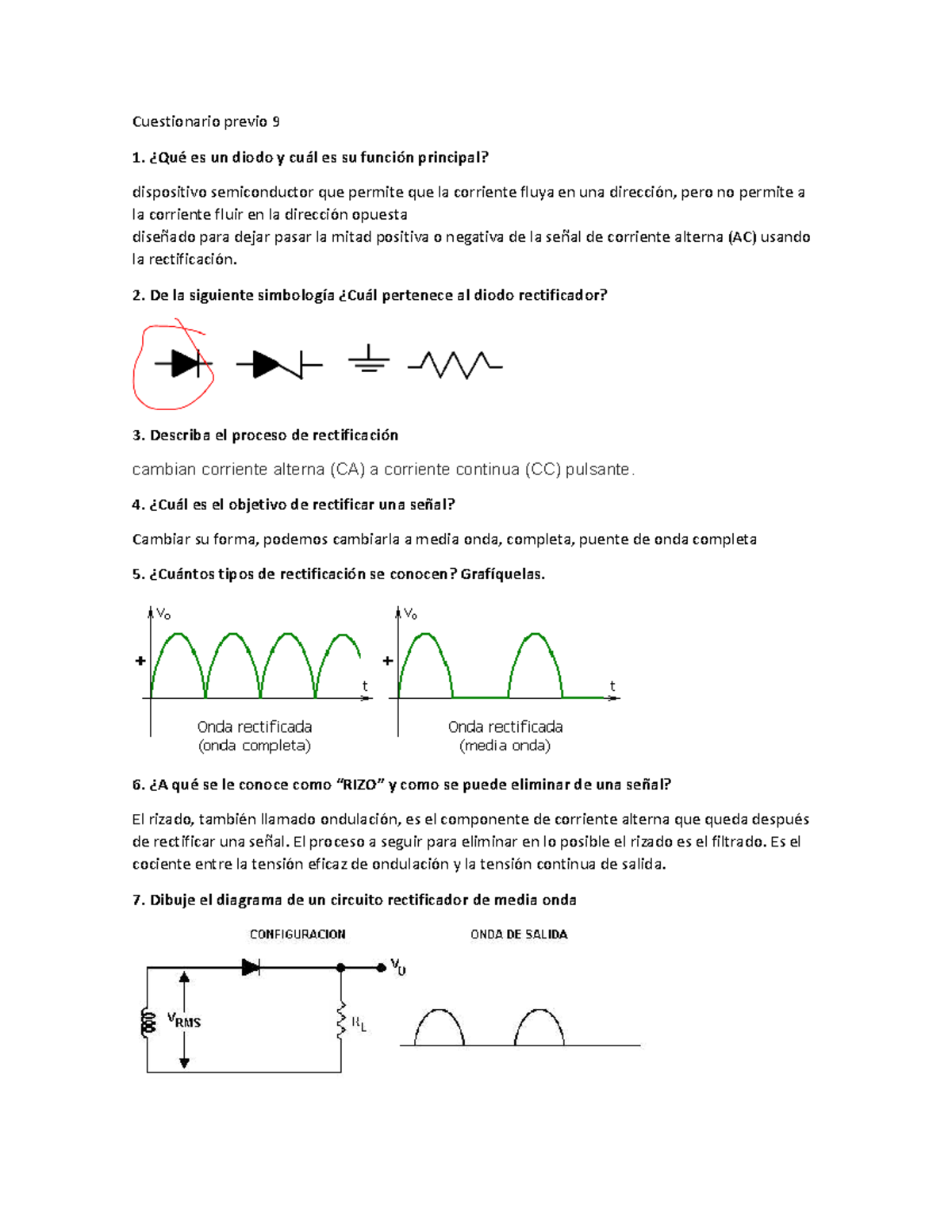 Ey M previo 9 - .jdsn - Cuestionario previo 9 ¿Qué es un diodo y cuál ...