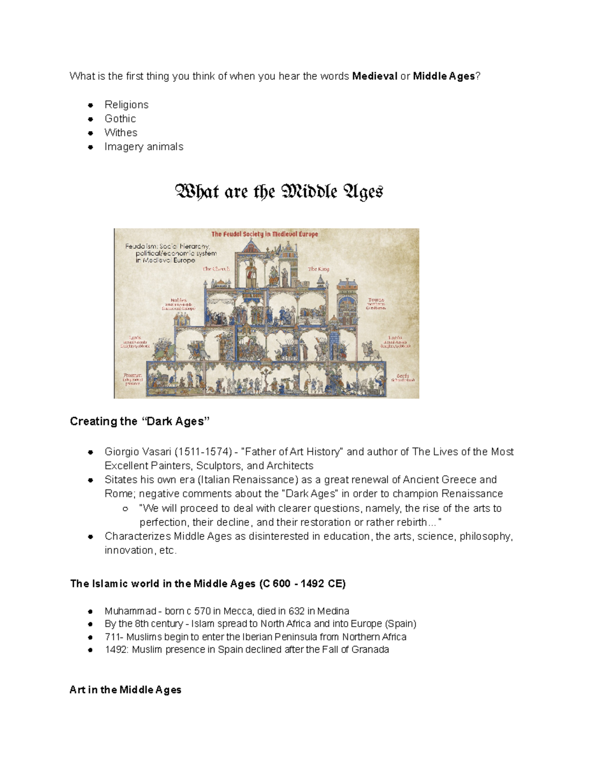 Medieval Art History Notes 1 - What is the first thing you think of ...