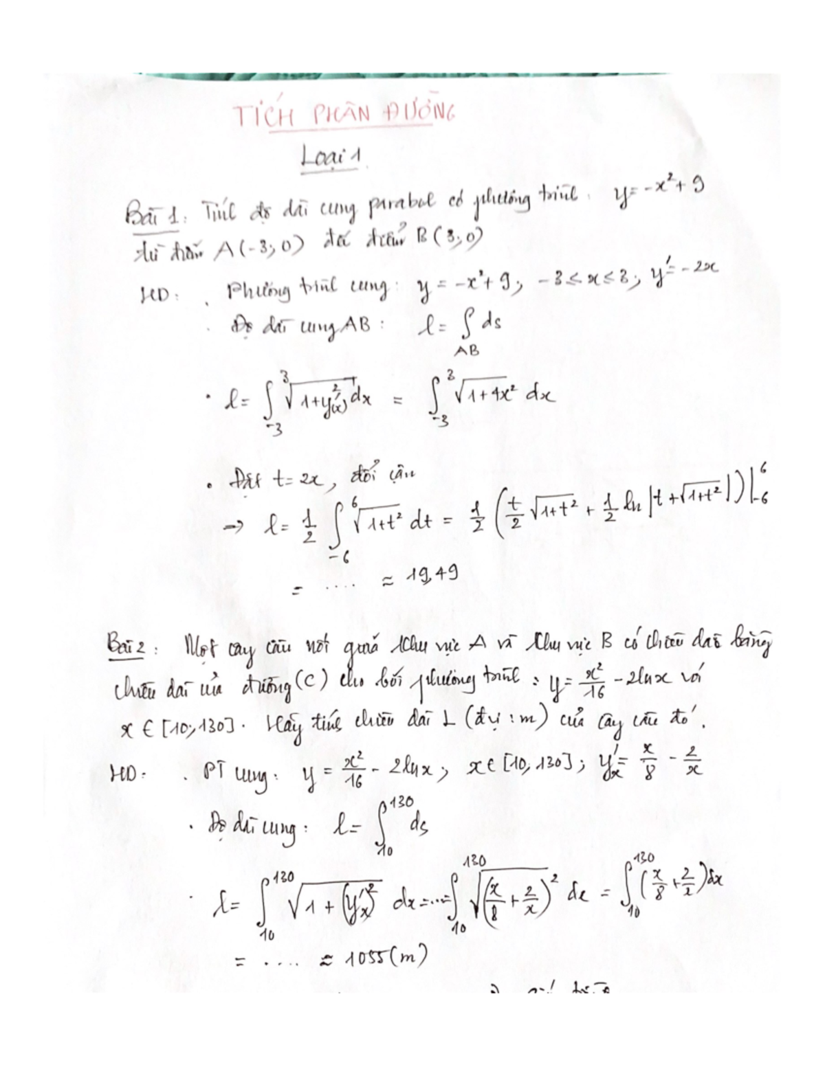 ôn TP đường - TICH PHAN DISONG Loais Bai 1 Time dr dai cung parabal cd ...