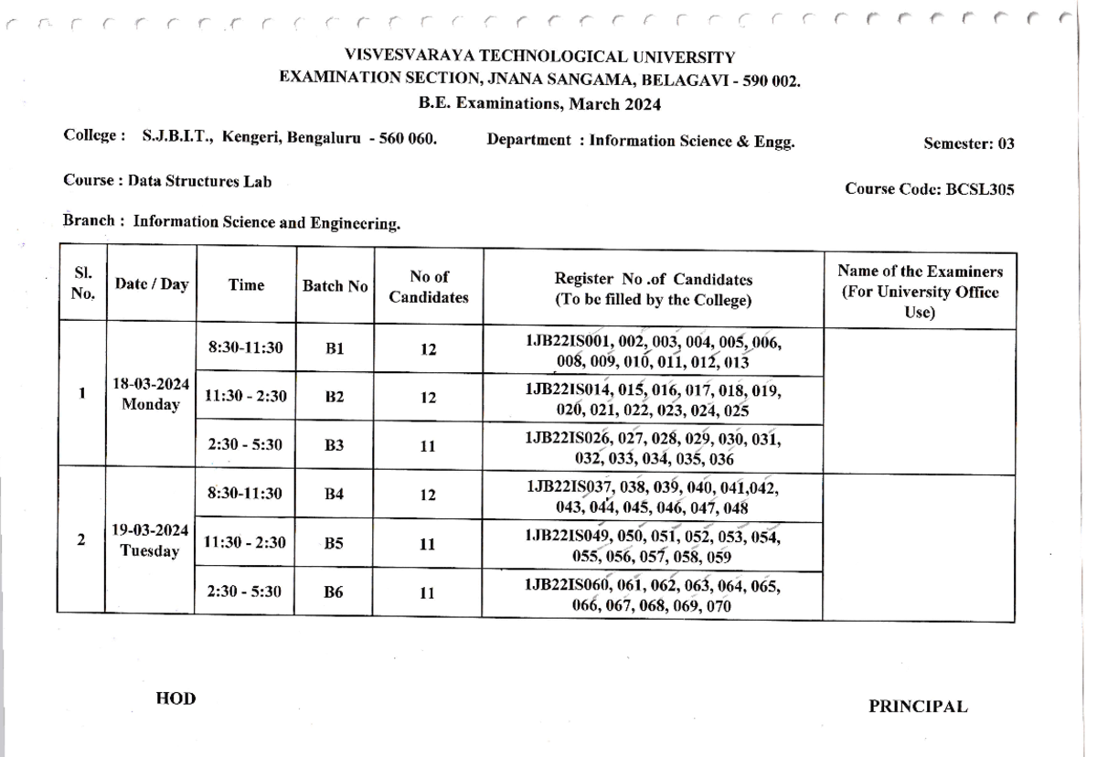 Data Structure Lab exam schedule-3rd sem - ?o .E# EO *r H'7a c);l t ...