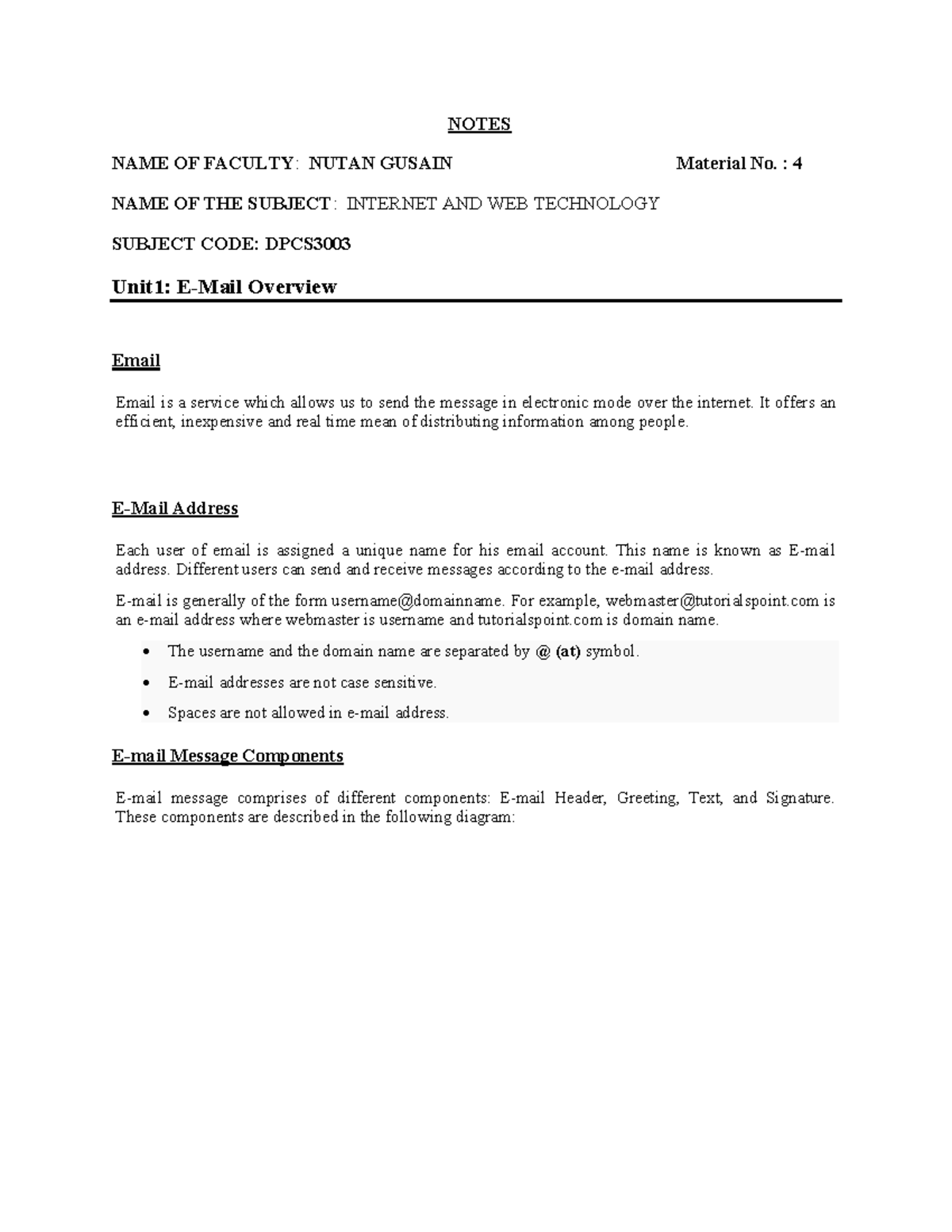 1.4 Email Overview - Lecture notes INTERNET & WEB TECHNOLODGY NOTES ...