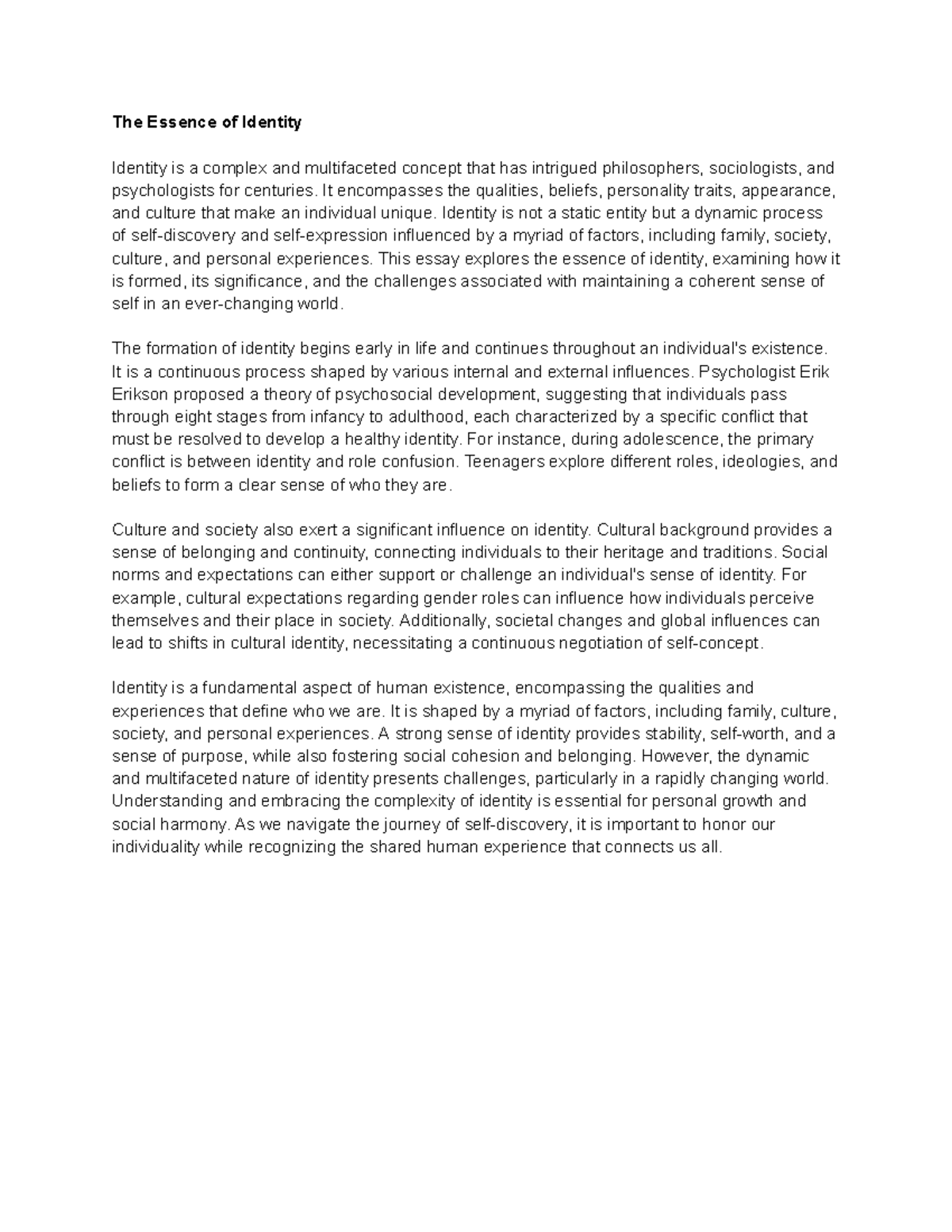 ENG - identity - The Essence of Identity Identity is a complex and ...