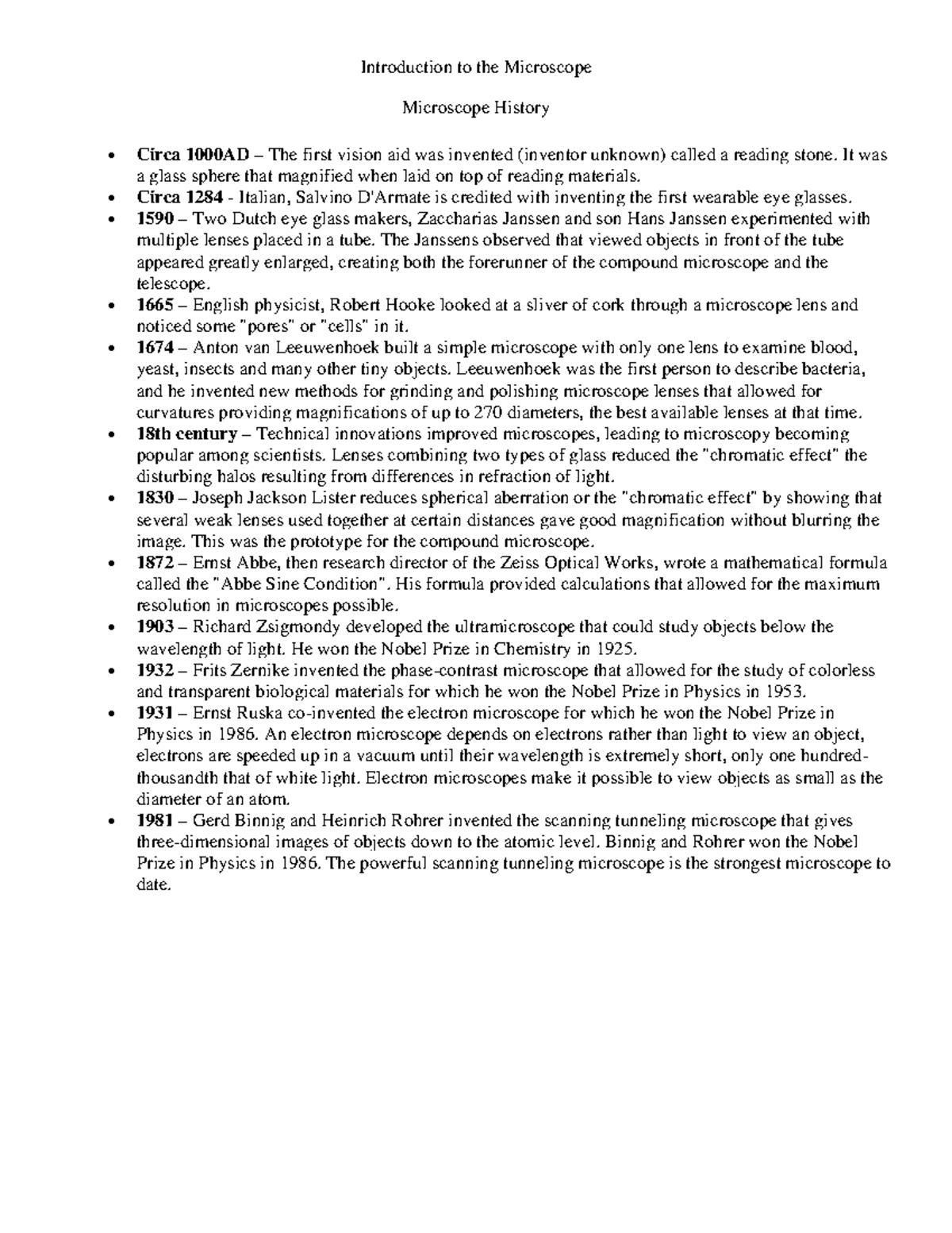 Microscope-History - Microscope - Introduction to the Microscope ...