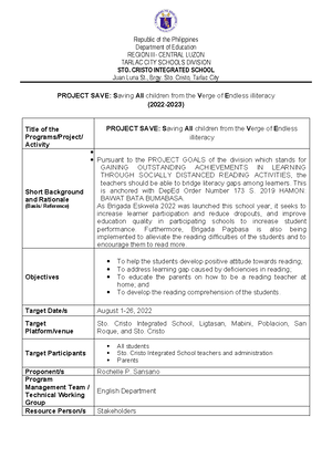 Brigada pagbasa accomplishment report (2022-2023) - Republic of the ...