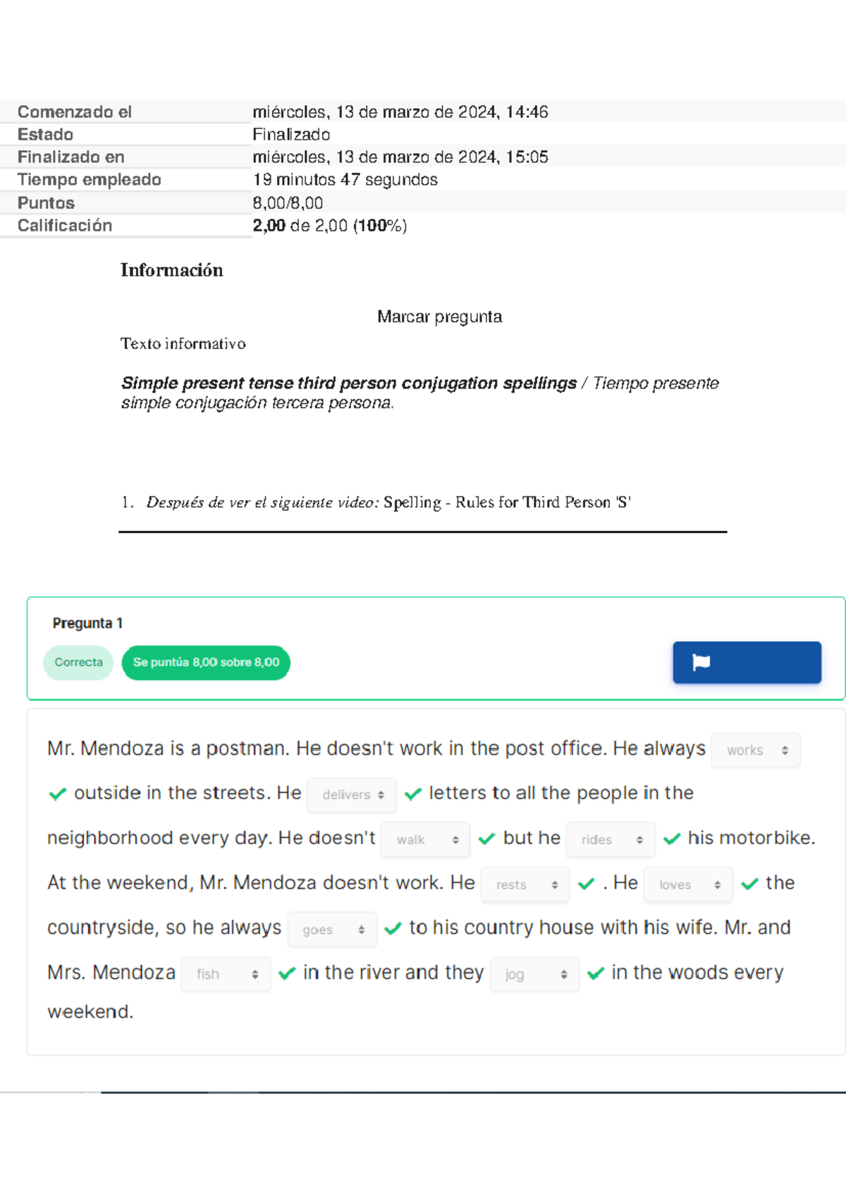 Actividad 34 - Ejercicios. Simple present tense. 2% - Inglés I ...