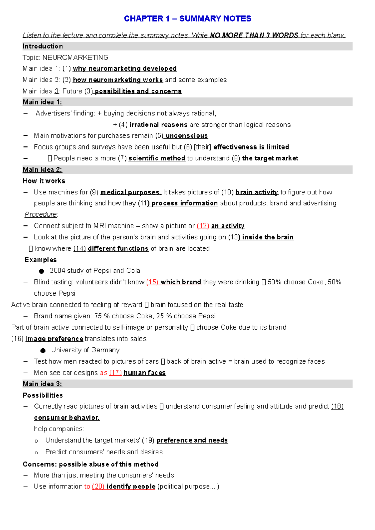 Chapter 01 - Summary notes - CHAPTER 1 – SUMMARY NOTES Listen to the ...
