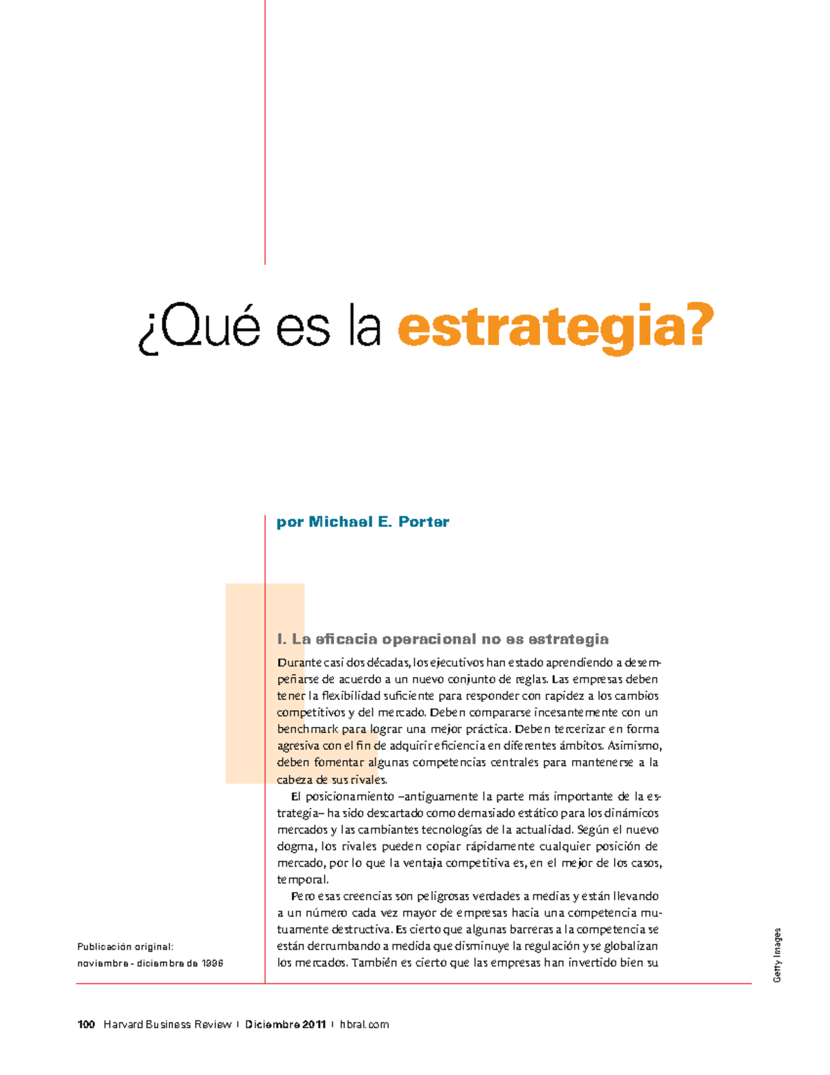 ¿Qué es Estrategia”. Michael Porter. Harvard Business Review Nov-Dic ...