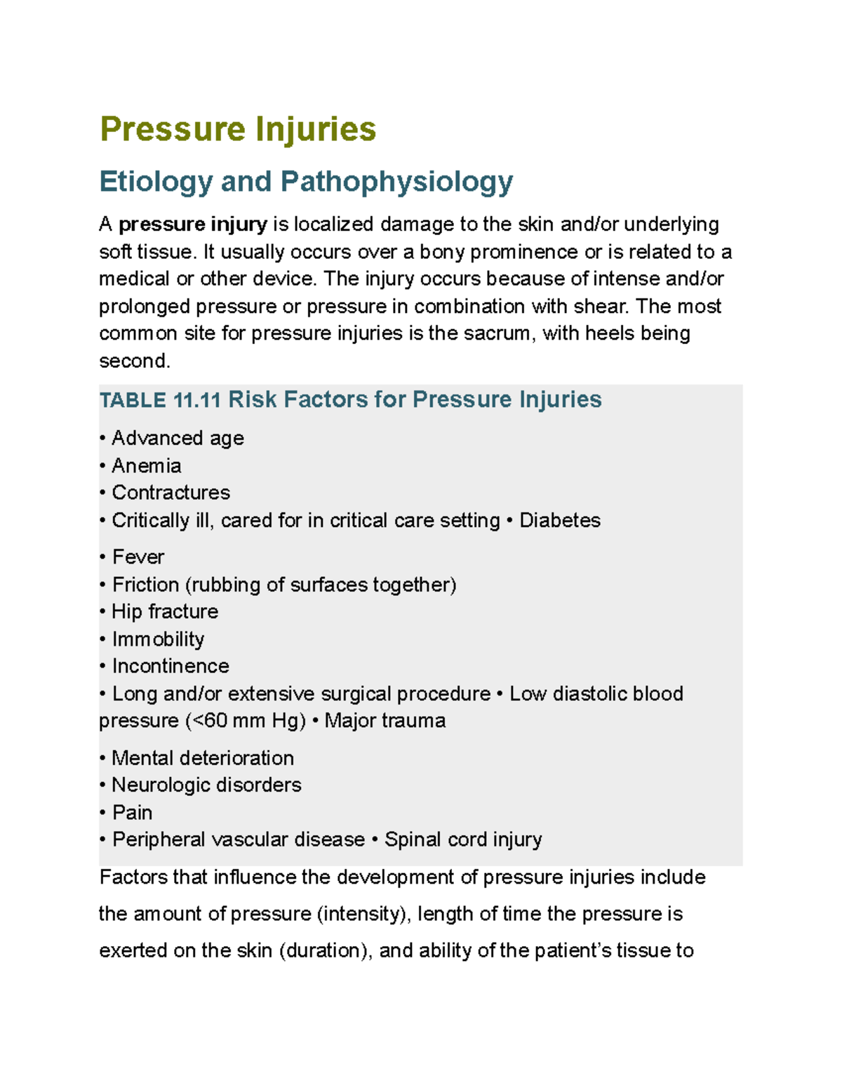Pressure Injuries - carmines - Pressure Injuries Etiology and ...