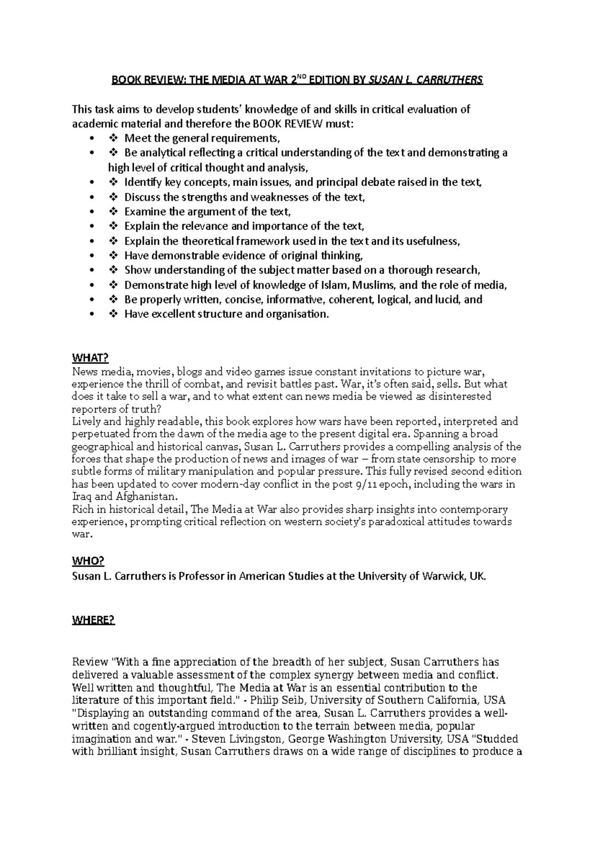 Backup of BOOK Review - BOOK REVIEW: THE MEDIA AT WAR 2 ND EDITION BY ...