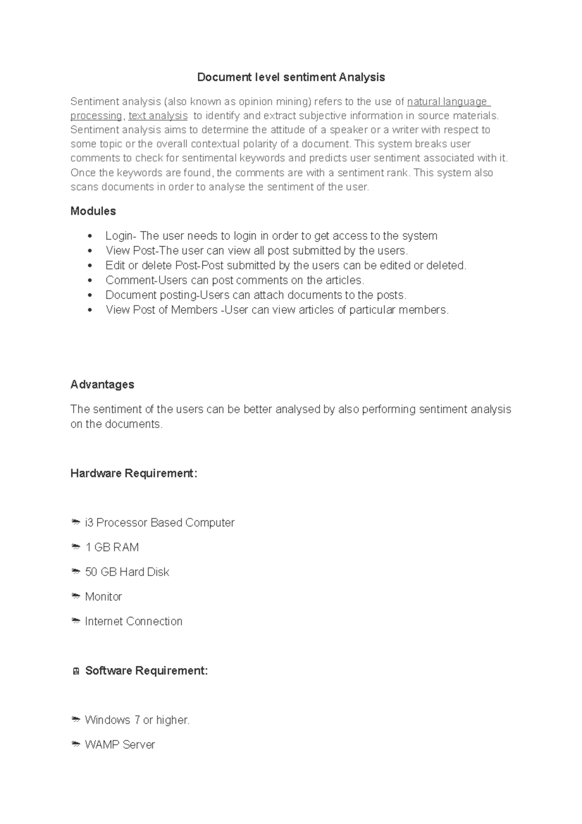 Document Level Sentiment Analysis Document Level Sentiment Analysis