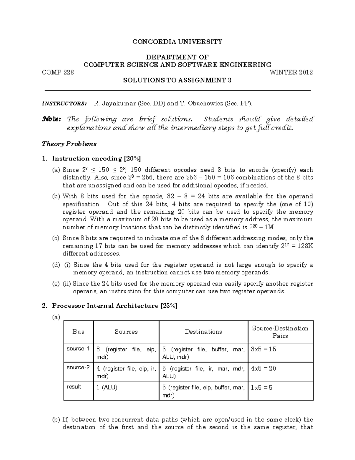 Solution 3 - CONCORDIA UNIVERSITY DEPARTMENT OF COMPUTER SCIENCE AND SOFTWARE ENGINEERING COMP ...