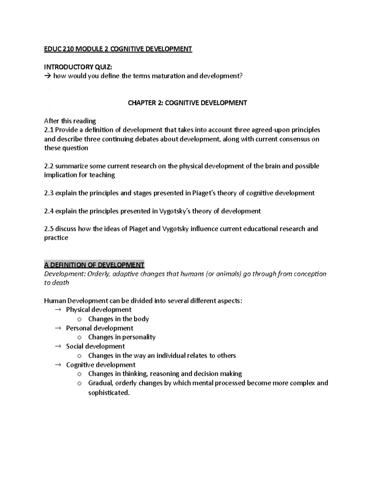 EDUC 210 Module 2 - psychology of education - EDUC 210 MODULE 2 ...