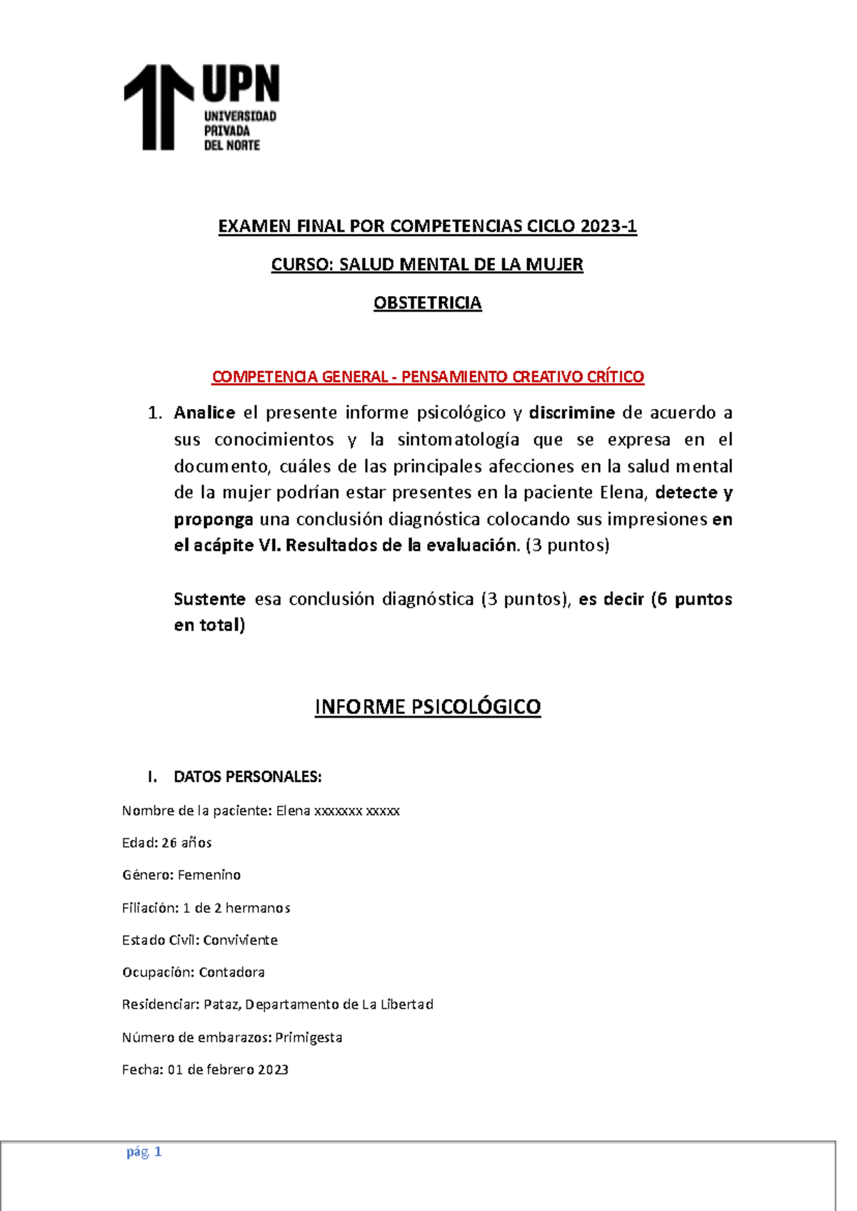 Examen Final POR Competencias-2023 2-8523-8524 - EXAMEN FINAL POR COMPETENCIAS CICLO 2023- CURSO ...