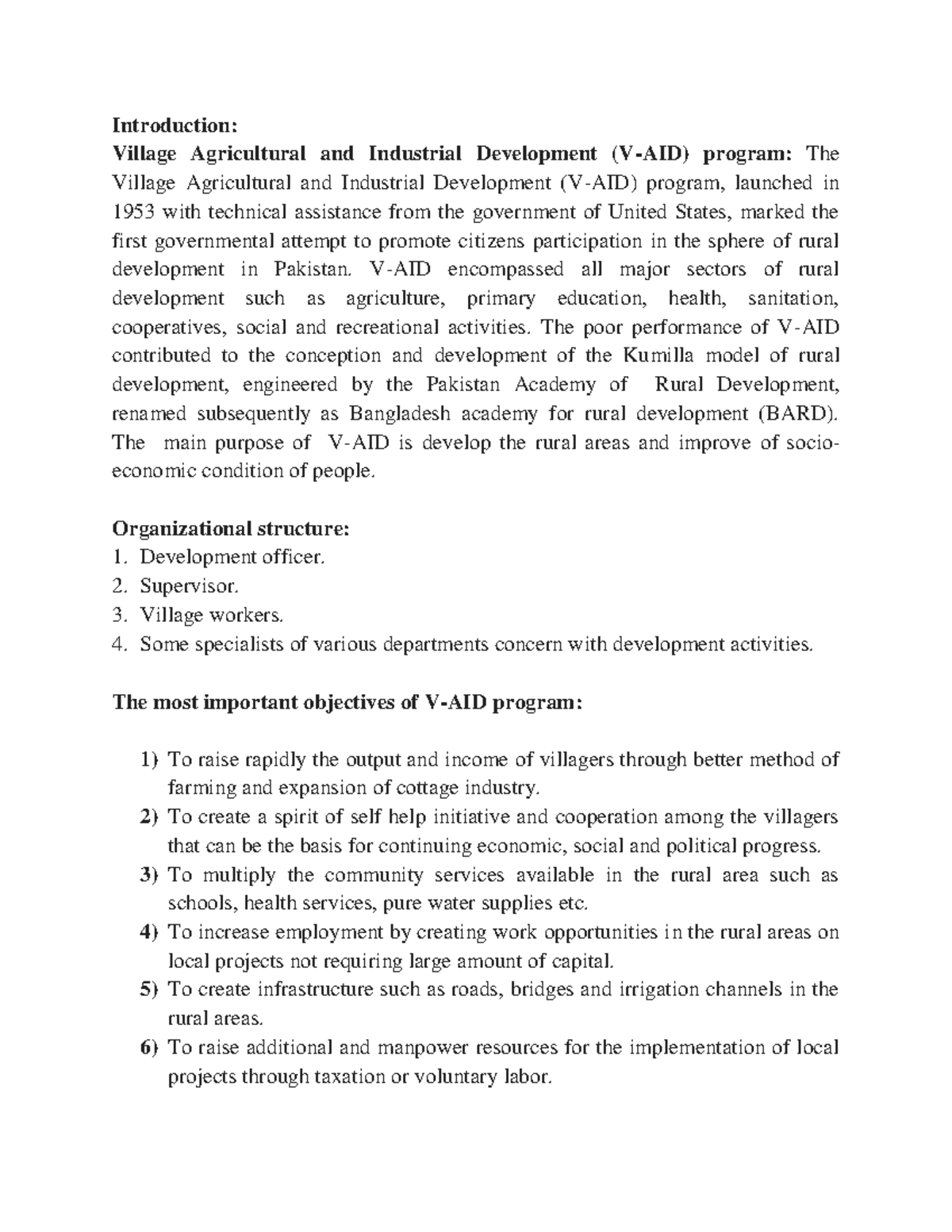 V-AID - It is all about village aid function - Introduction: Village ...