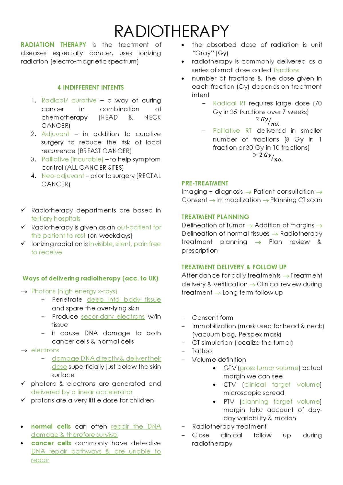 Radiotherapy - to UK) Photons (high energy x-rays) Penetrate deep into ...