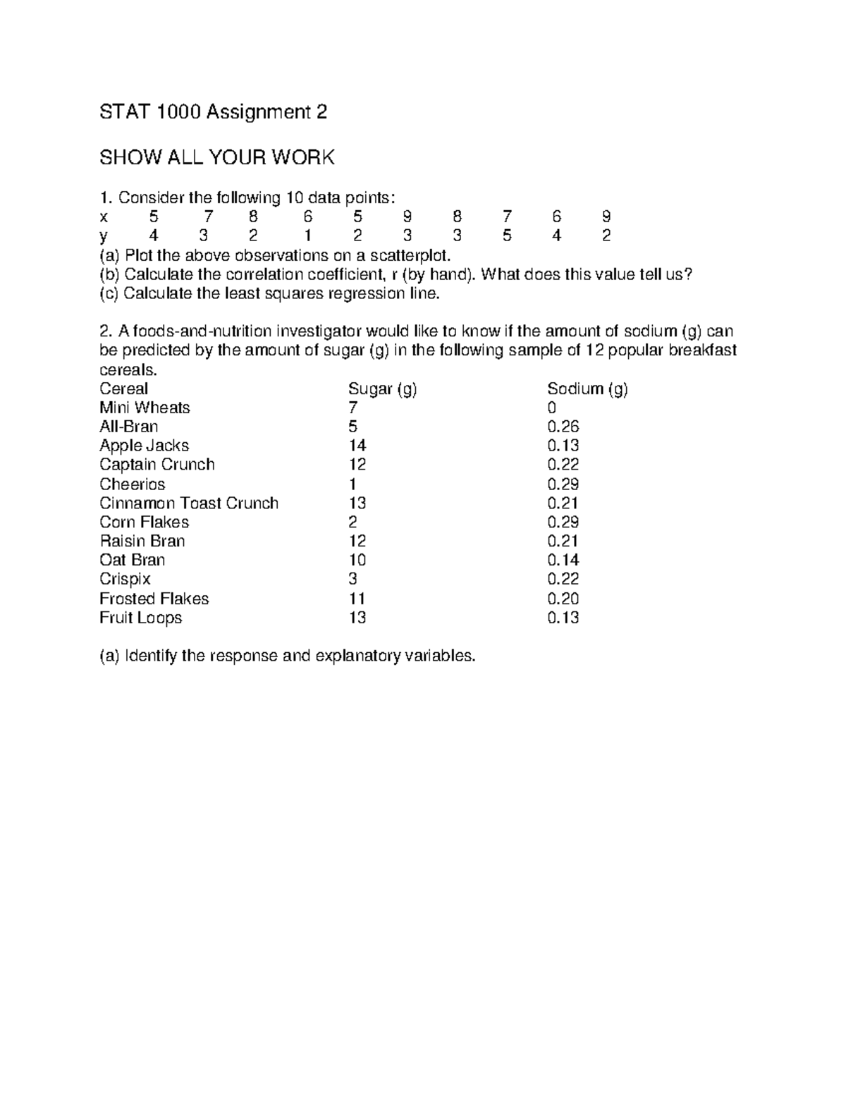 Sample/practice exam 2 February Winter 2021, questions - STAT 1000 ...
