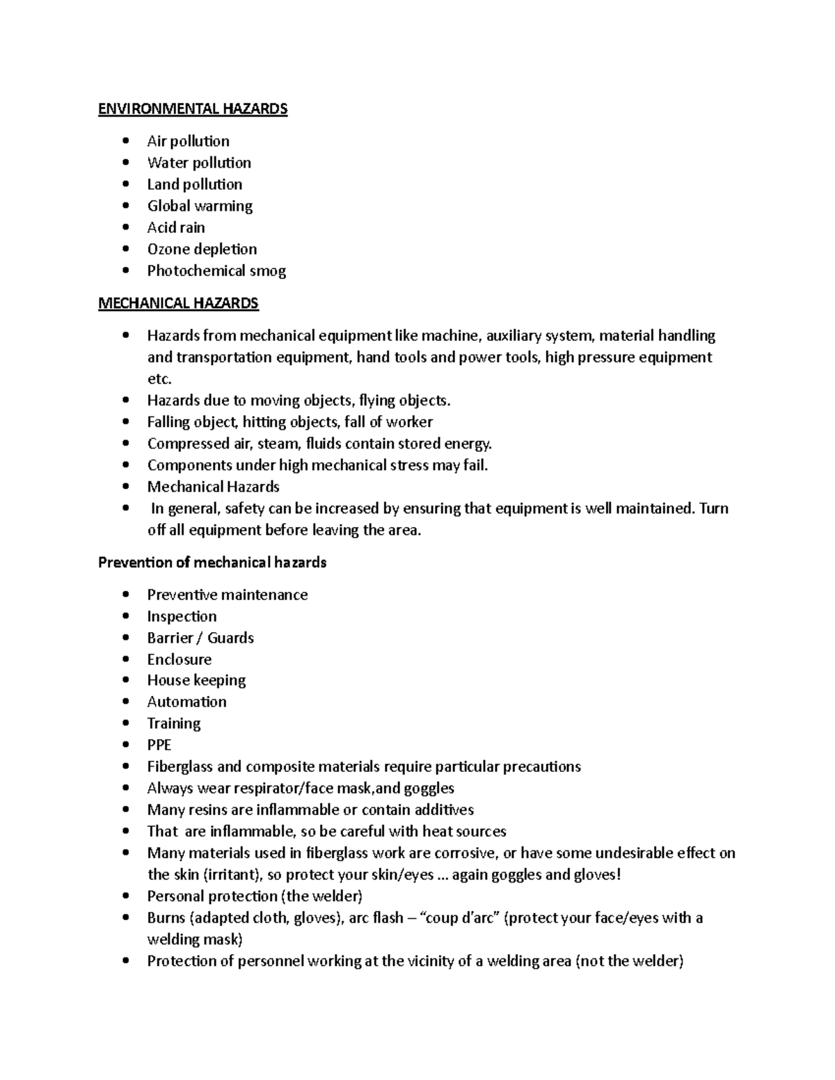 Environmental and mechanical hazards - ENVIRONMENTAL HAZARDS Air ...