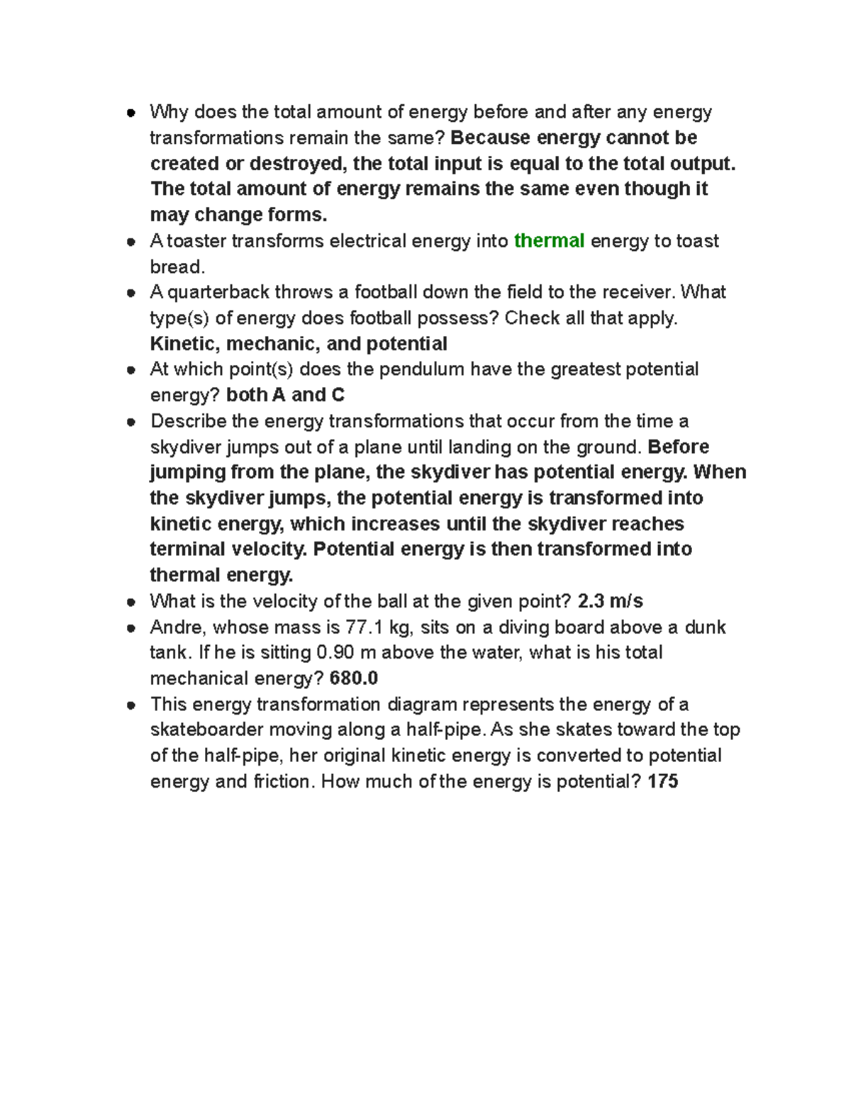 Energy Transformations - Why does the total amount of energy before and ...