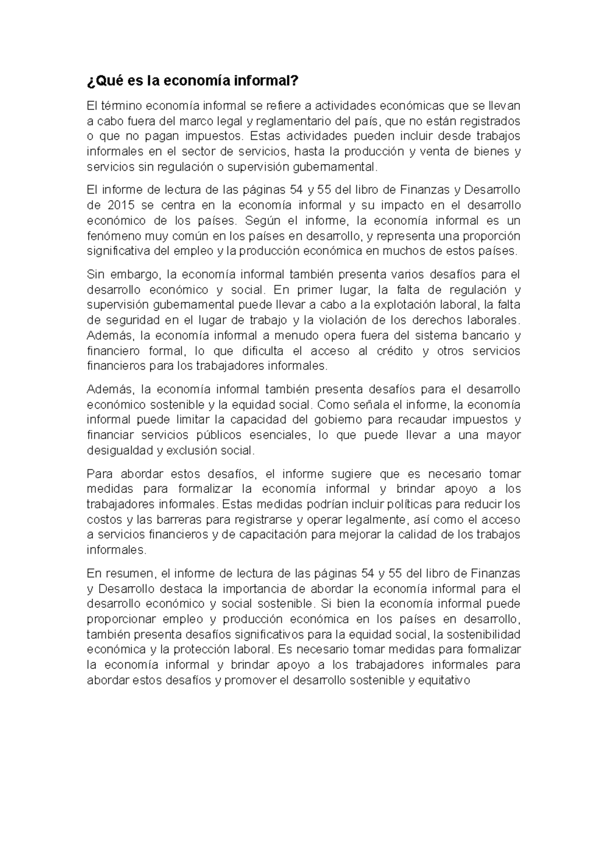 Qué es la economía informal - ¿Qué es la economía informal? El término ...