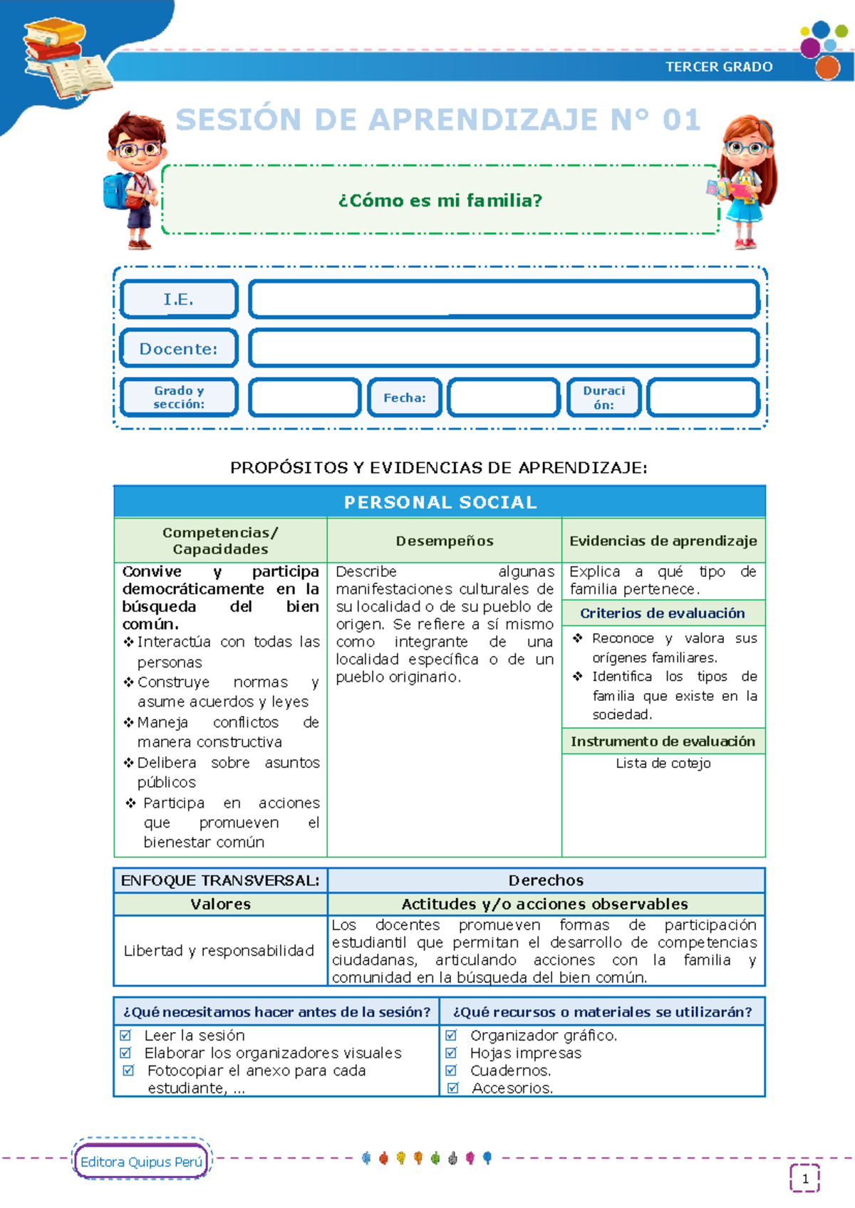2.- Sesiones de aprendizaje - Semana 1 - UD III - Editora Quipus Perú - Editora Quipus Perú ...