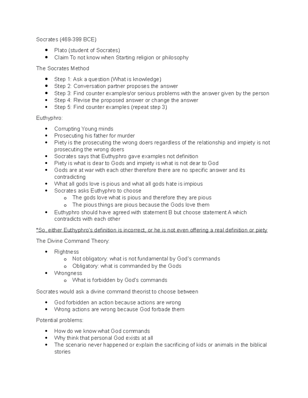 Socrates - Lecture notes all - Socrates (469-399 BCE) Plato (student of ...