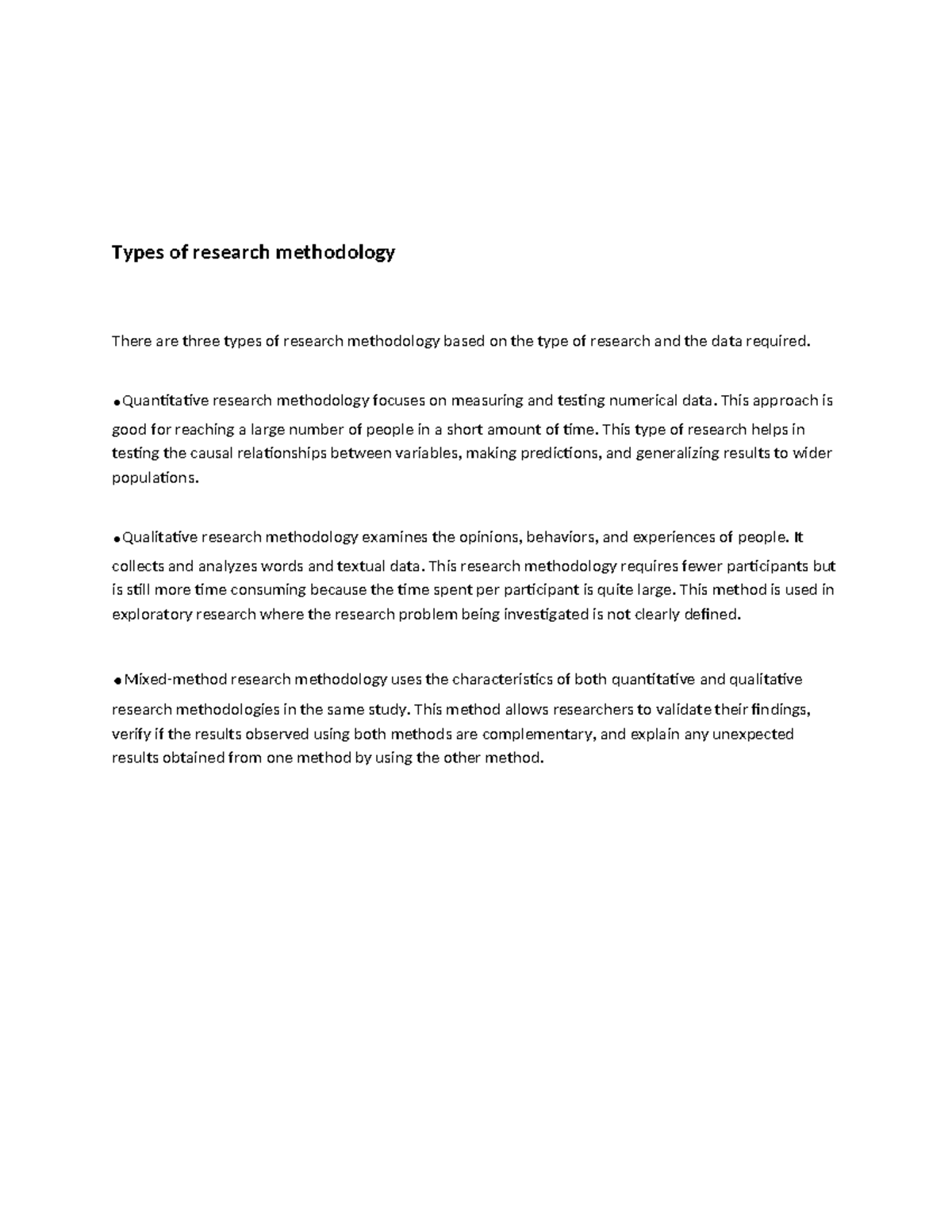 Types of research Methodology - .Quantitative research methodology ...