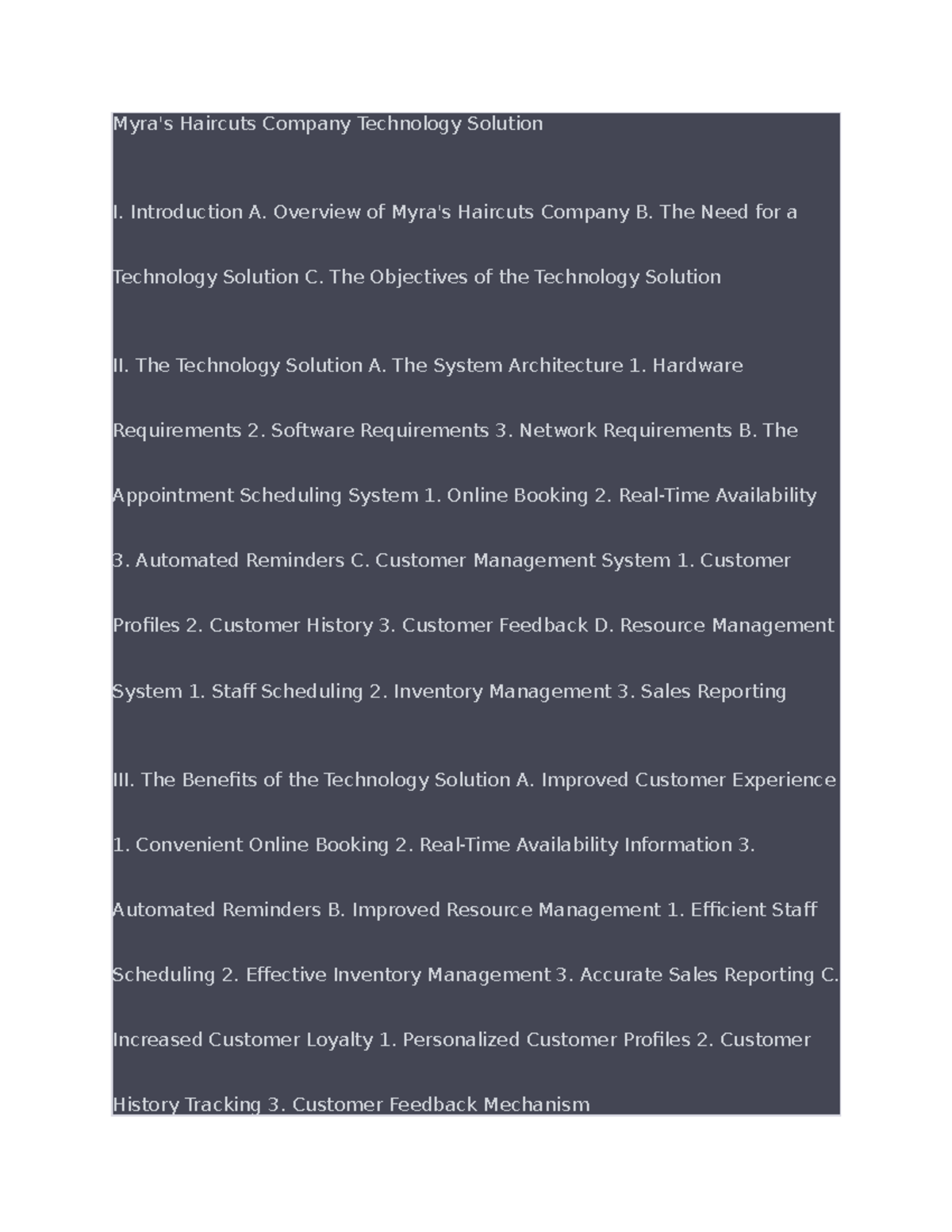 Myra - Lecture Notes - Myra's Haircuts Company Technology Solution I ...