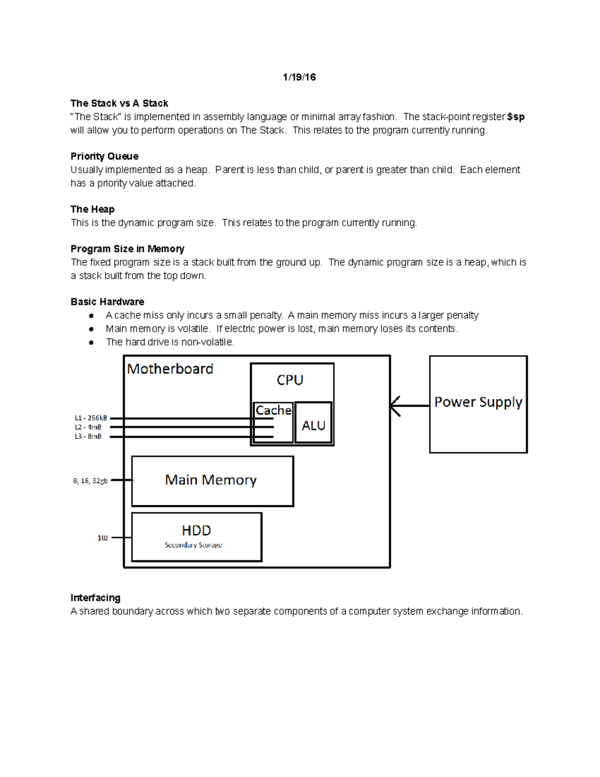 Notes - Operating Systems - The Stack vs A Stack is implemented in ...
