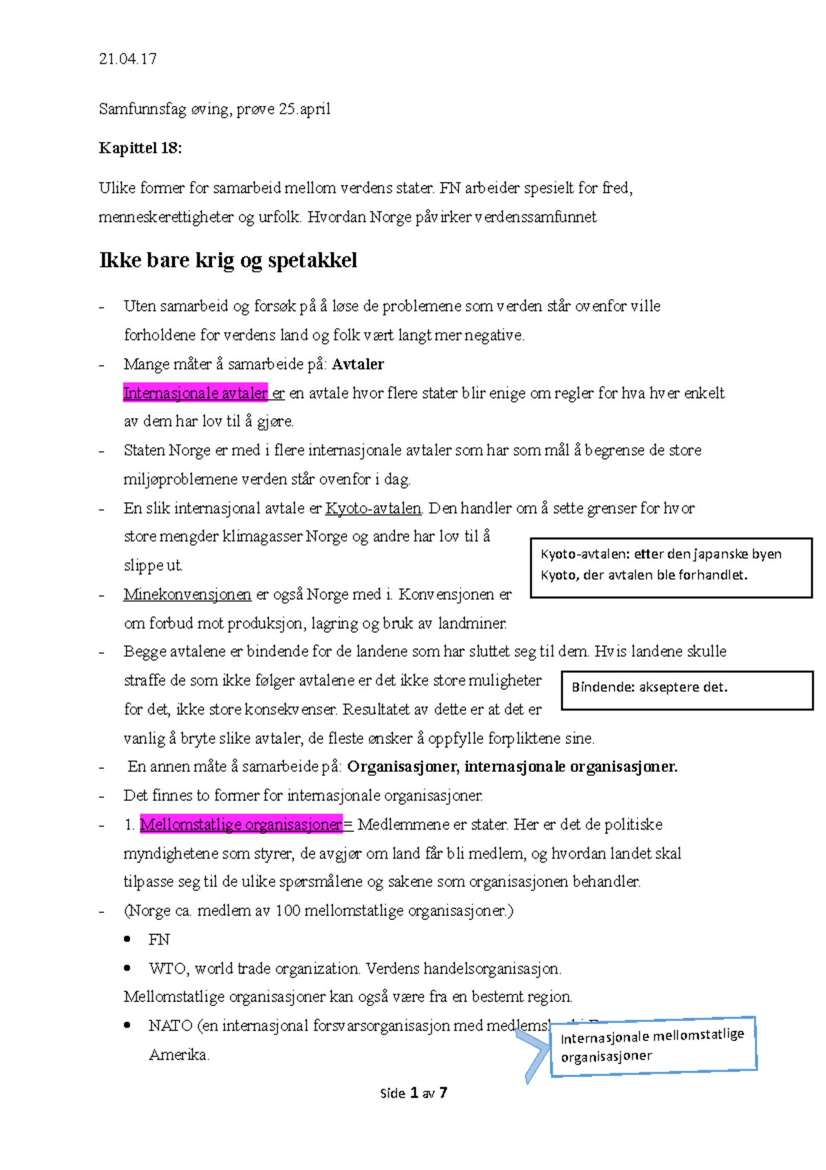 Samf. øving prøve kapittel 18 - Samfunnsfag øving, prøve 25 Kapittel 18 ...