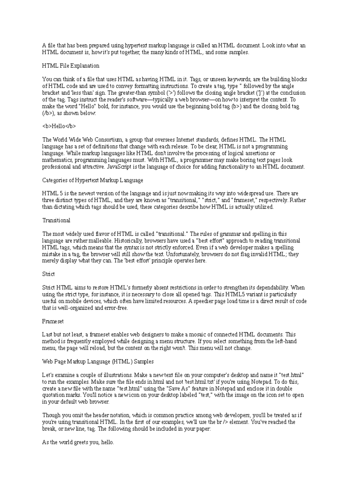 Html Documents Structure And Types A File That Has Been Prepared