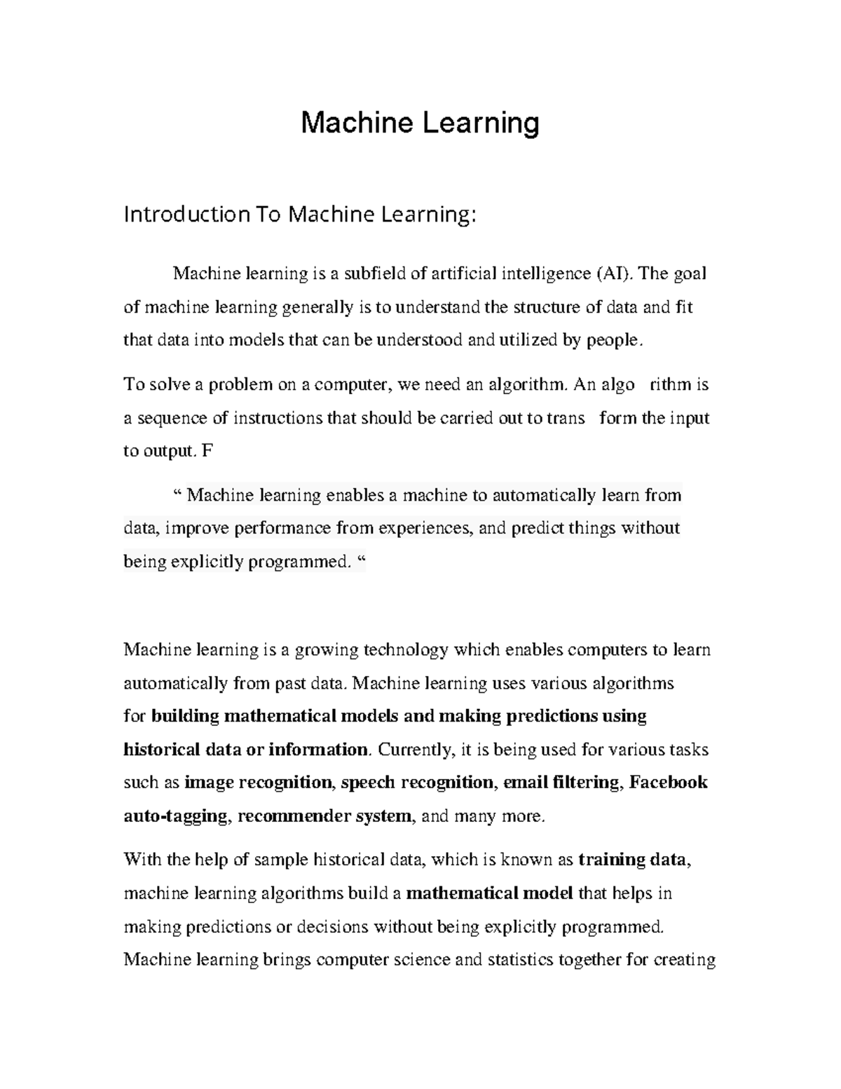 Machine learning notes - Machine Learning Introduction To Machine ...