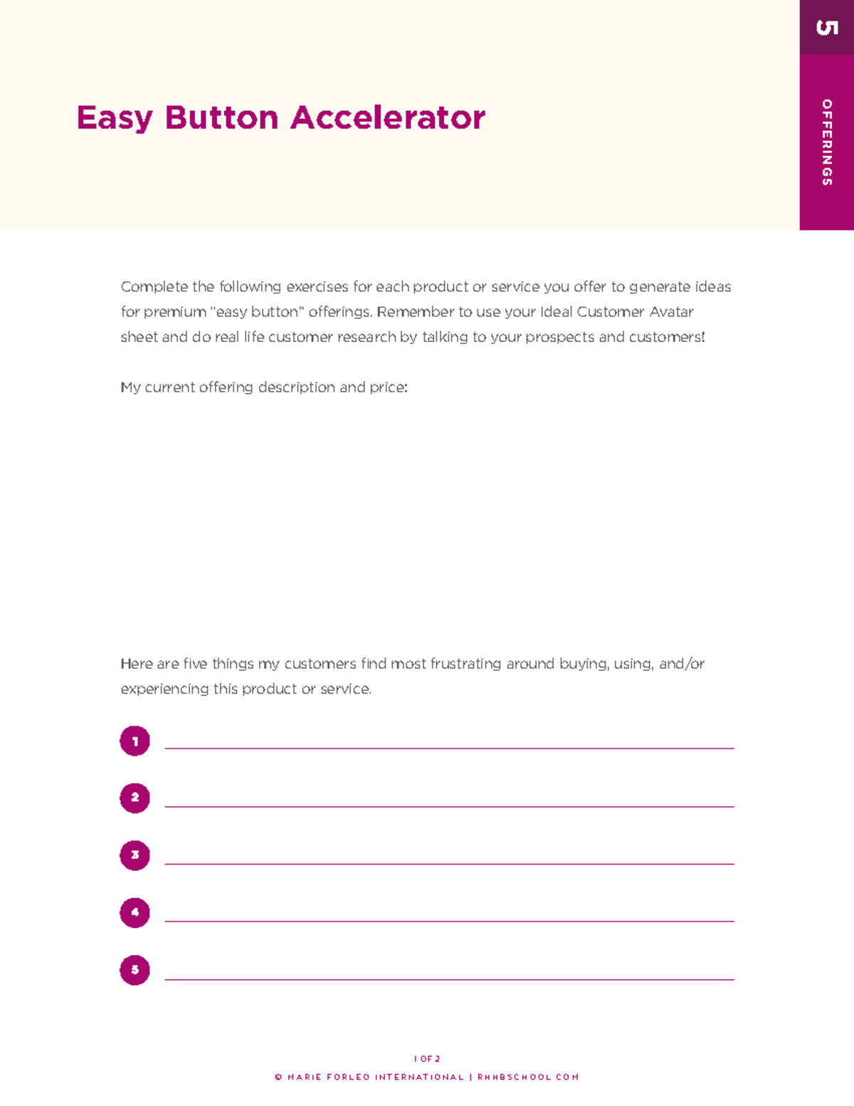 1. Easy Button Accelerator Fun Sheet - OFFERINGS 5 Easy Button ...