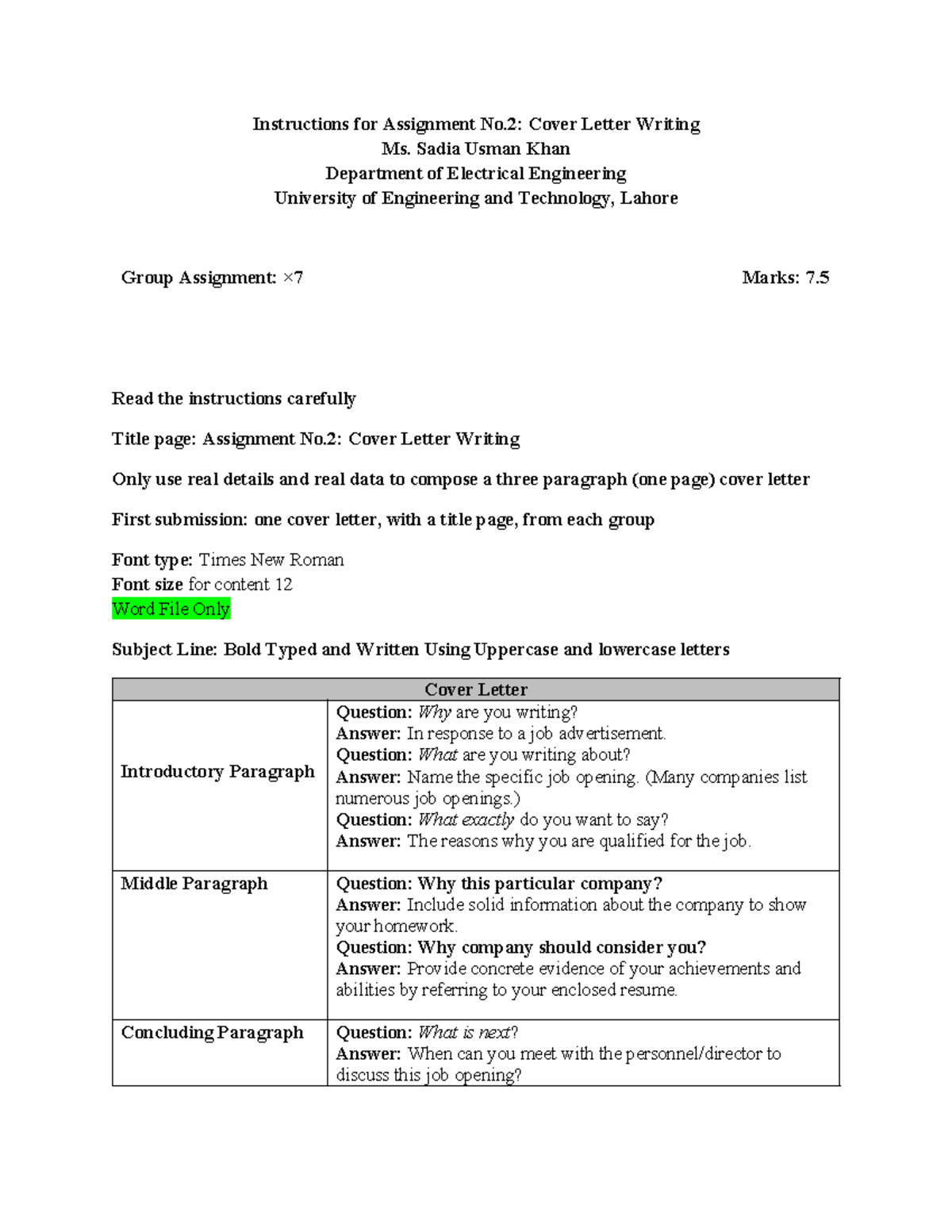 Instructions for Assignment No 2 Cl W - Instructions for Assignment No ...