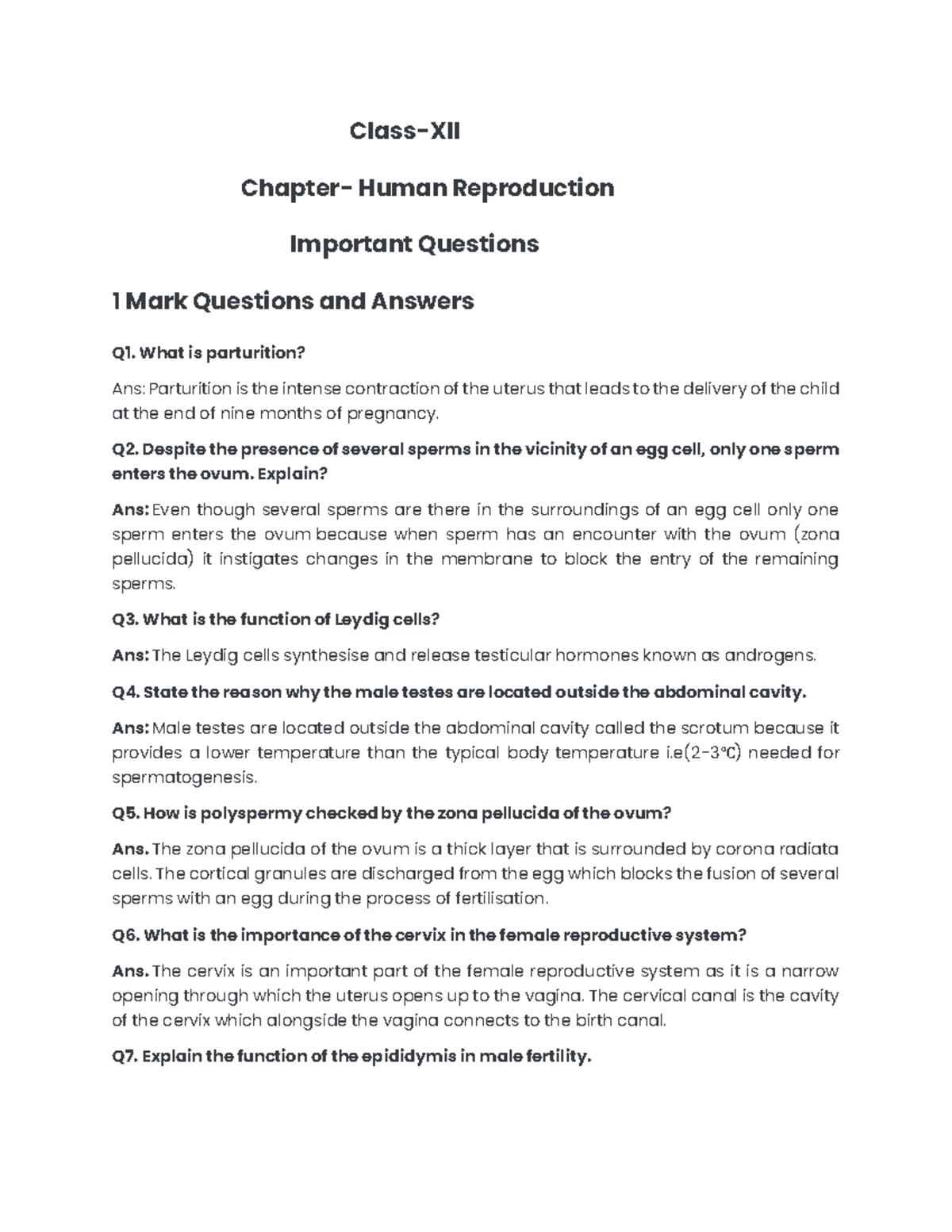 XII Bio Chp-3 Ques-Ans - practice questions of ch 3 reproductive health ...