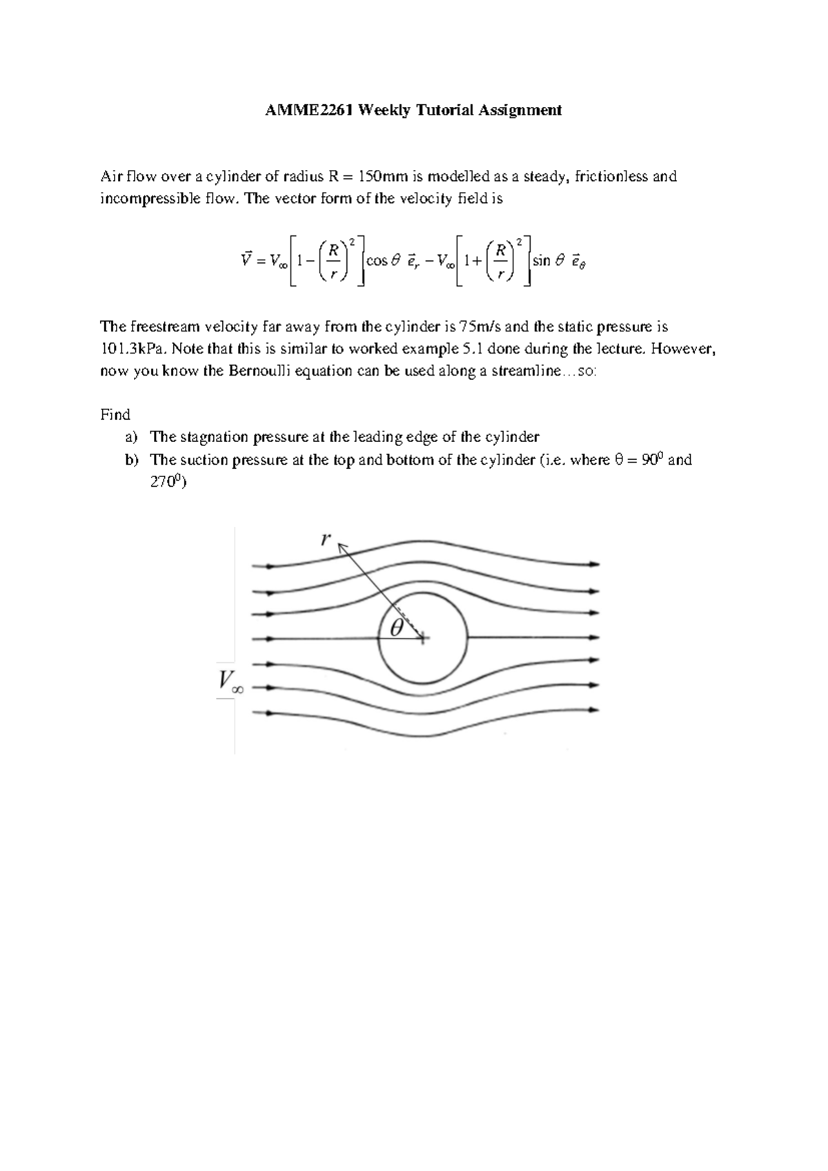 Weekly Tutorial Assignment Wk10 - AMME22 61 Weekly Tutorial Assignment Air flow over a cylinder ...