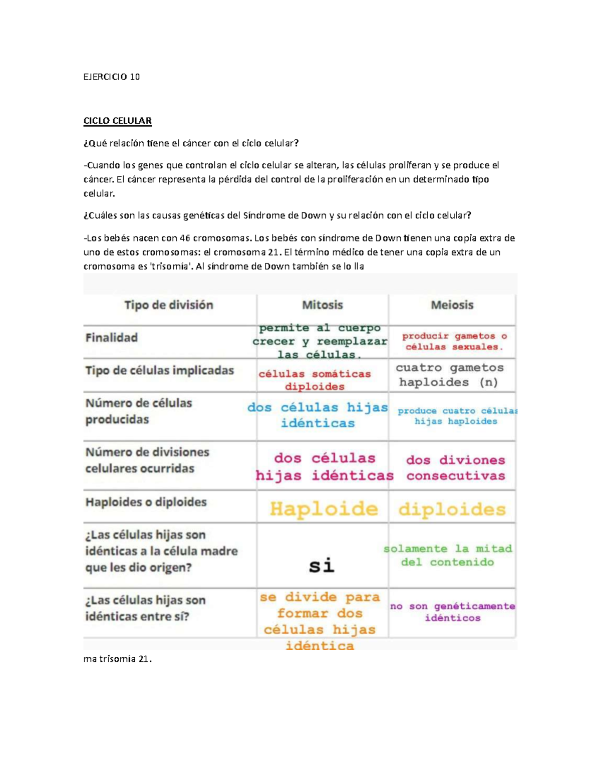 Ejercicio 10 - jsjsksks - EJERCICIO 10 CICLO CELULAR ¿Qué relación ...
