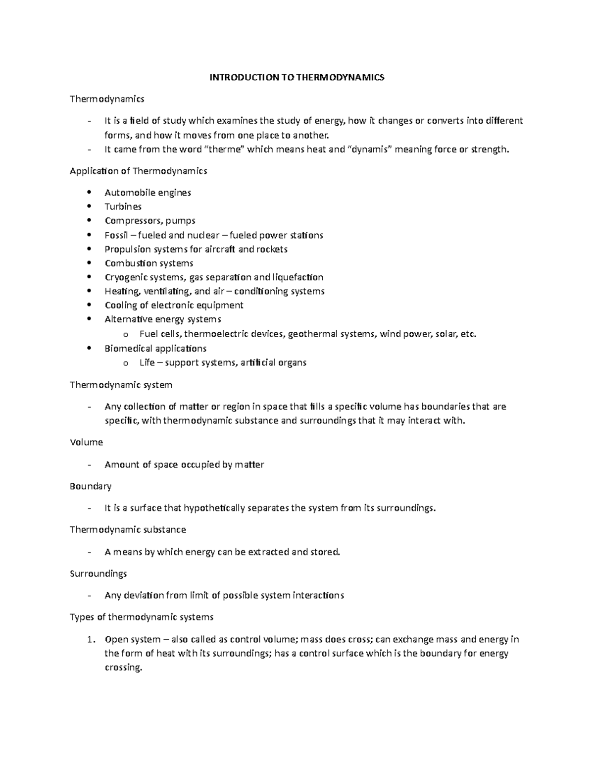 Introduction to Thermodynamics - INTRODUCTION TO THERMODYNAMICS ...