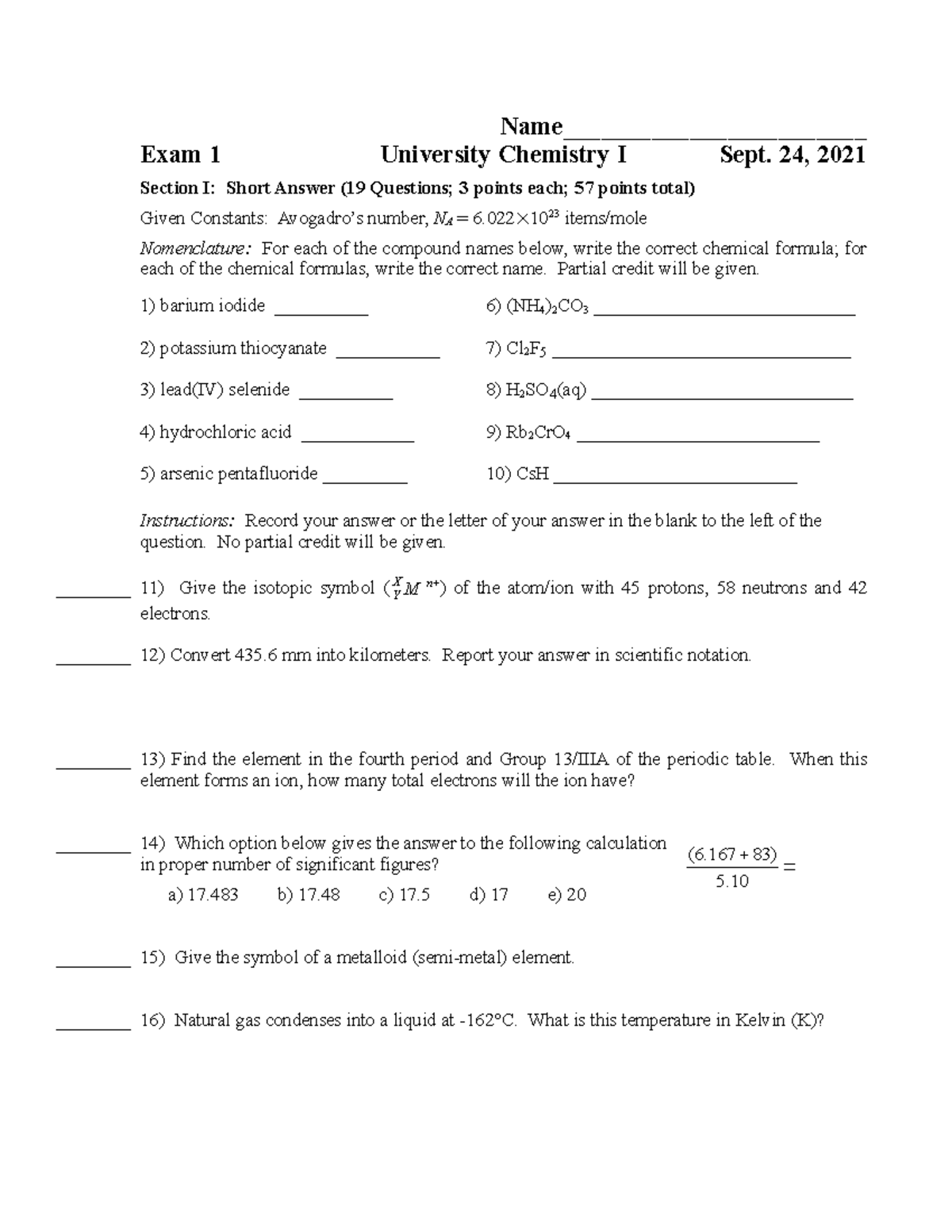 EXAM1-F21 post - Practice exam for Unit 1 - Name ...